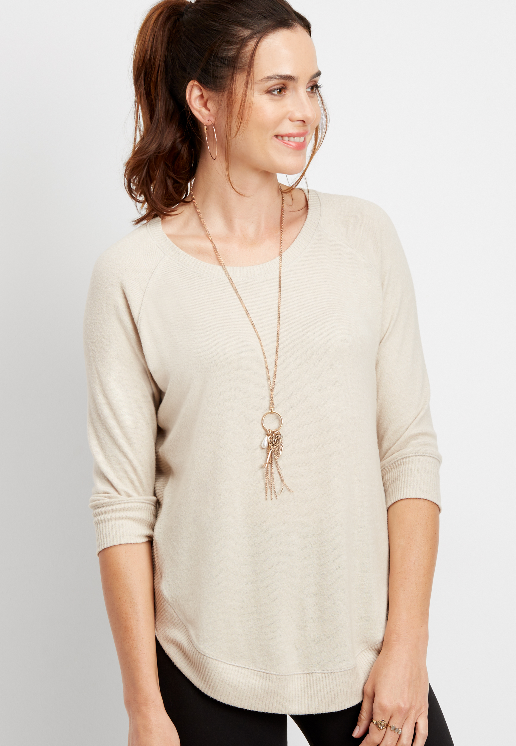 brushed basic solid pullover | maurices