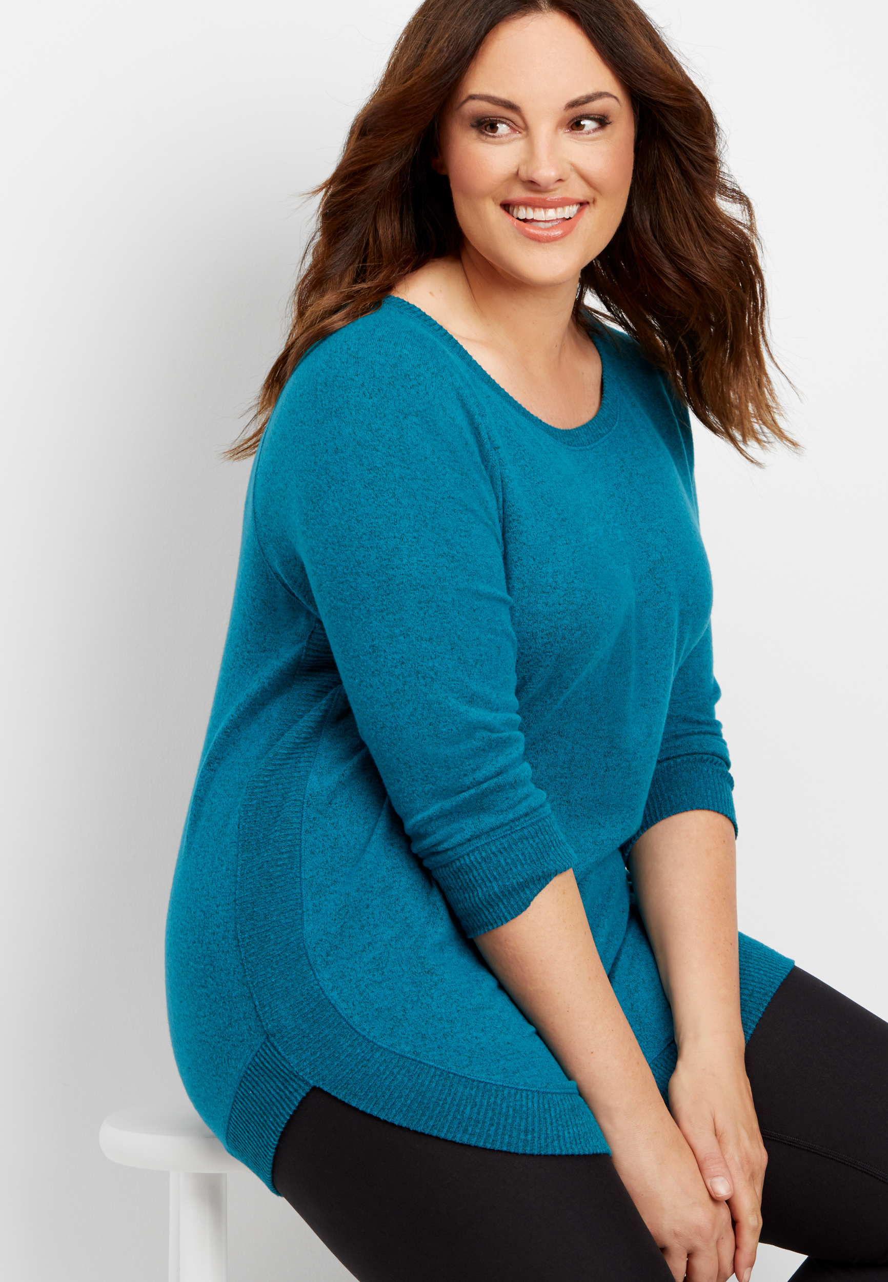 plus size brushed basic solid pullover | maurices