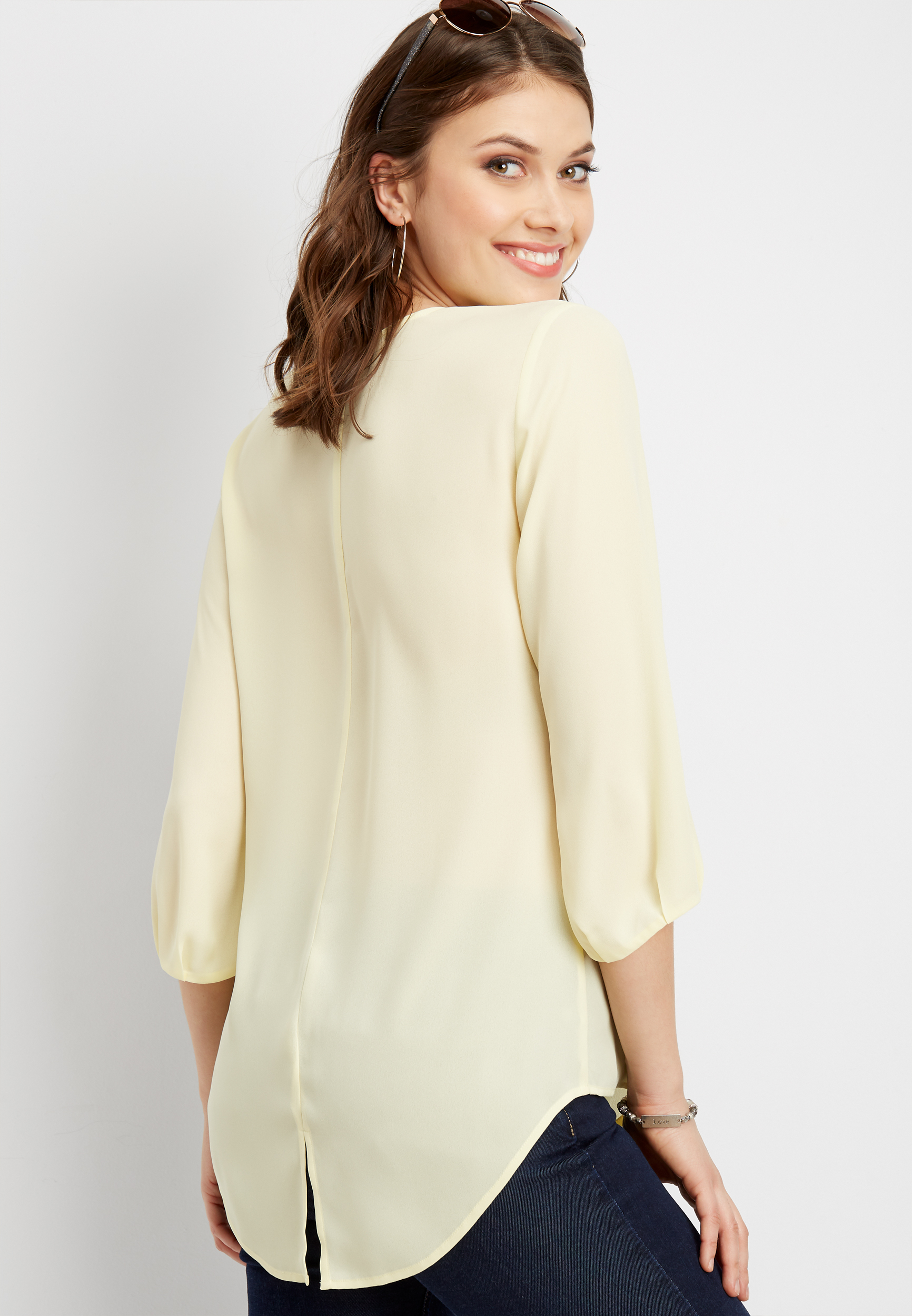 solid zip front tunic blouse | maurices
