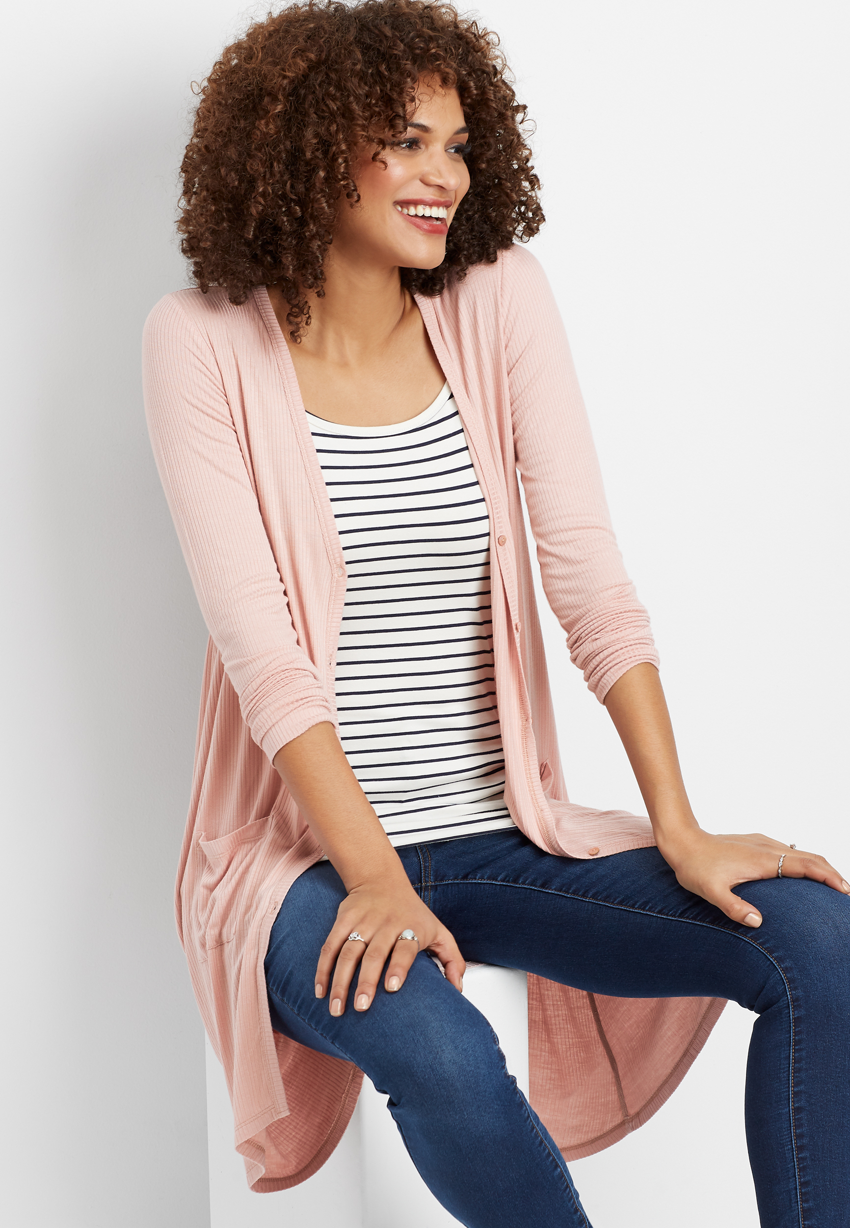 ribbed button front duster cardigan | maurices
