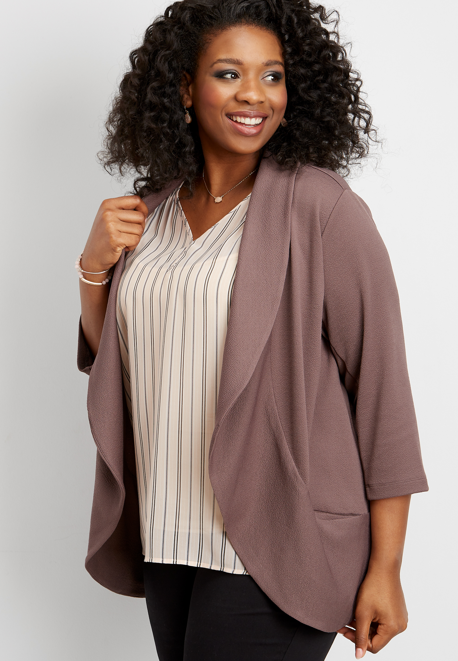 plus size open front pocket blazer | maurices