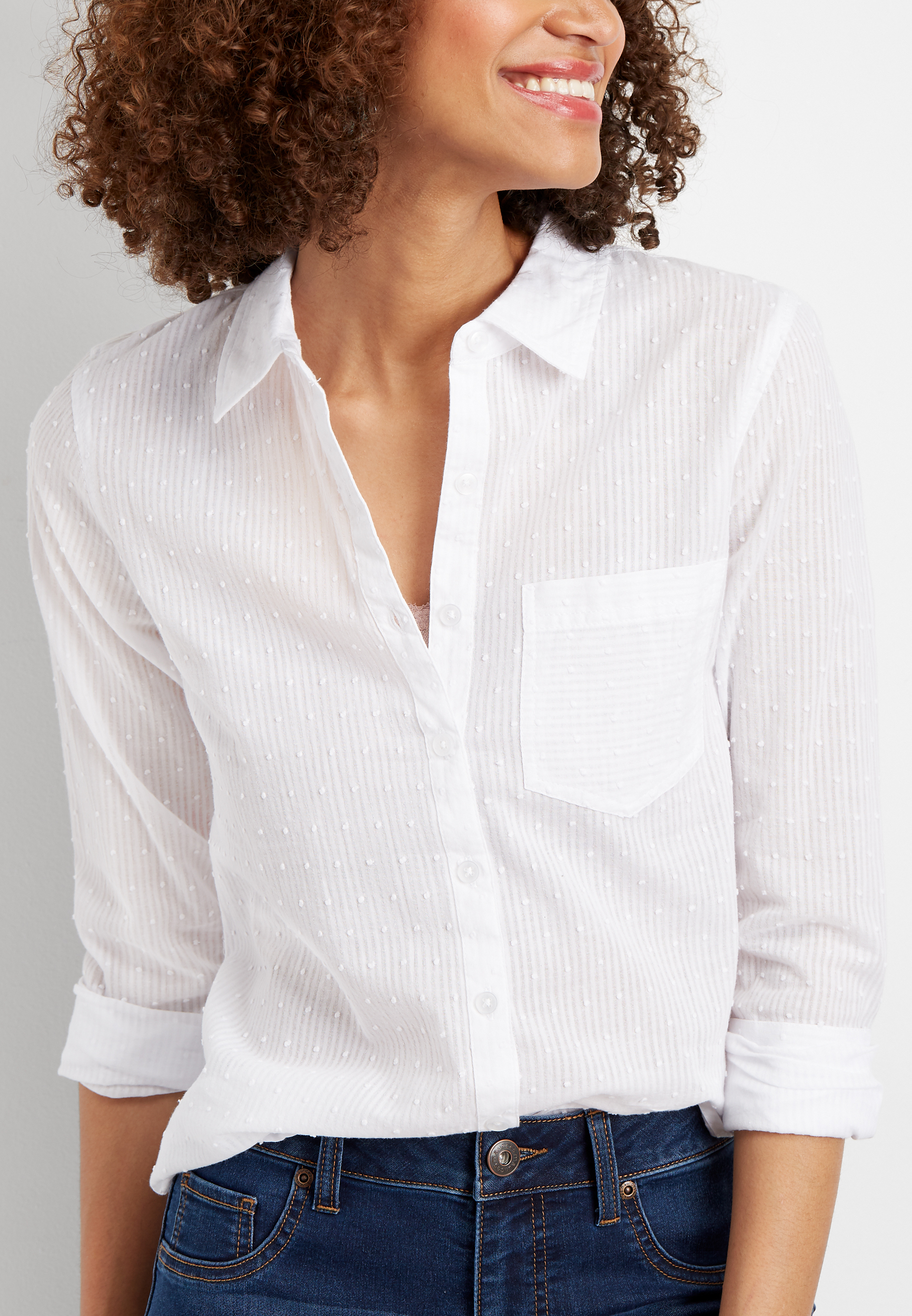 solid clip dot button down shirt | maurices
