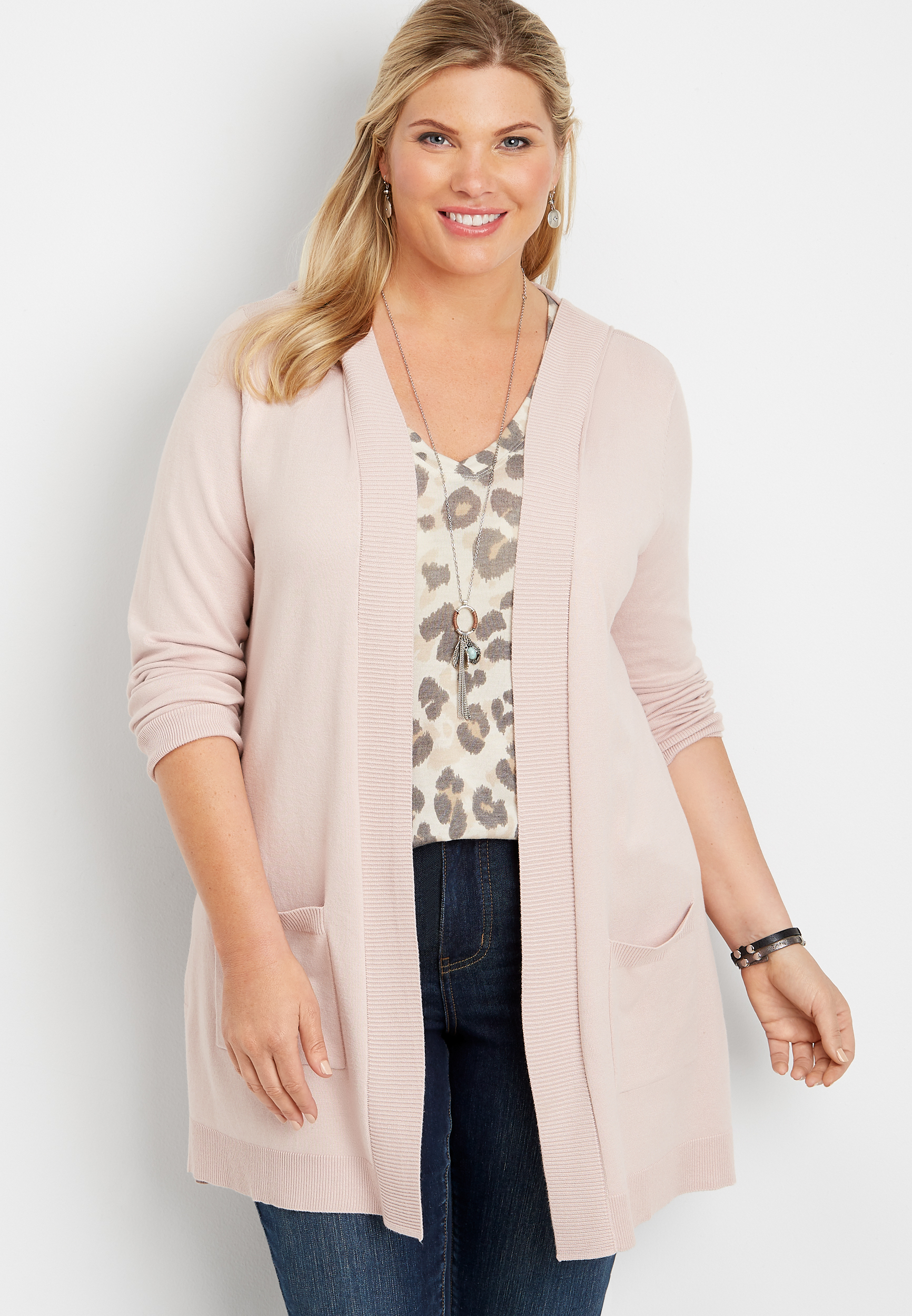 Plus Size Hooded Pointelle Back Cardigan Maurices