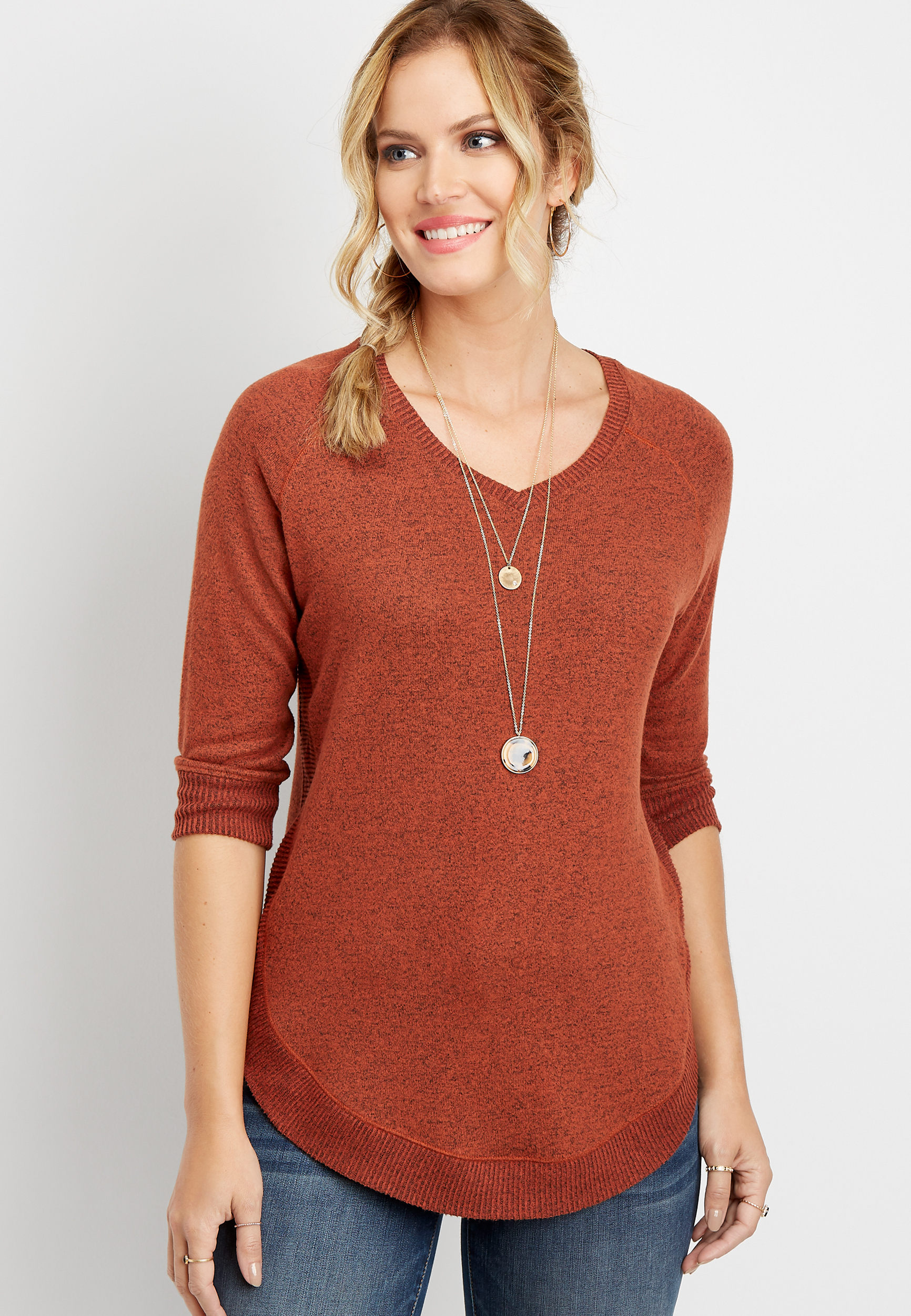 solid round hem pullover | maurices