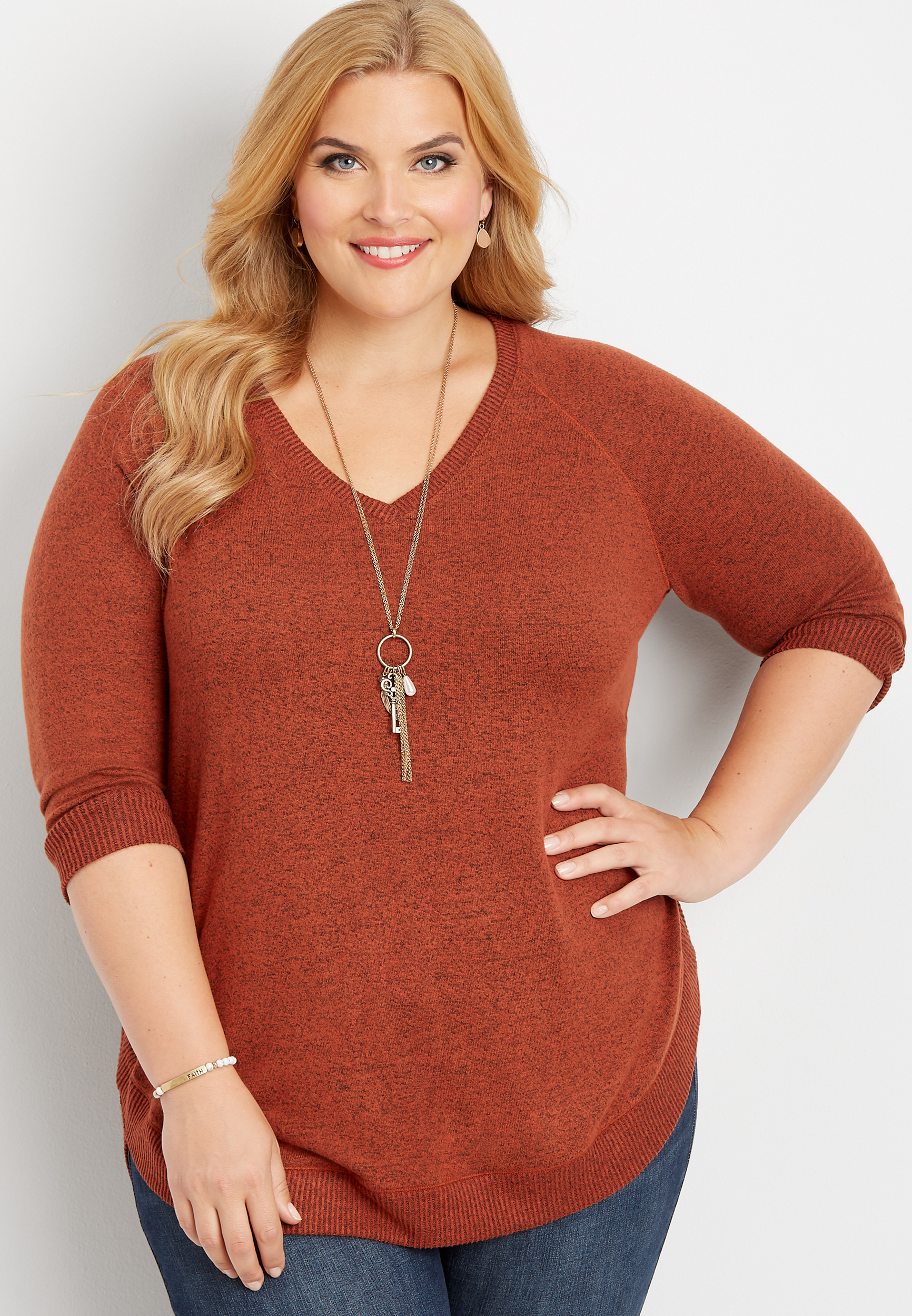 plus size solid round hem pullover | maurices