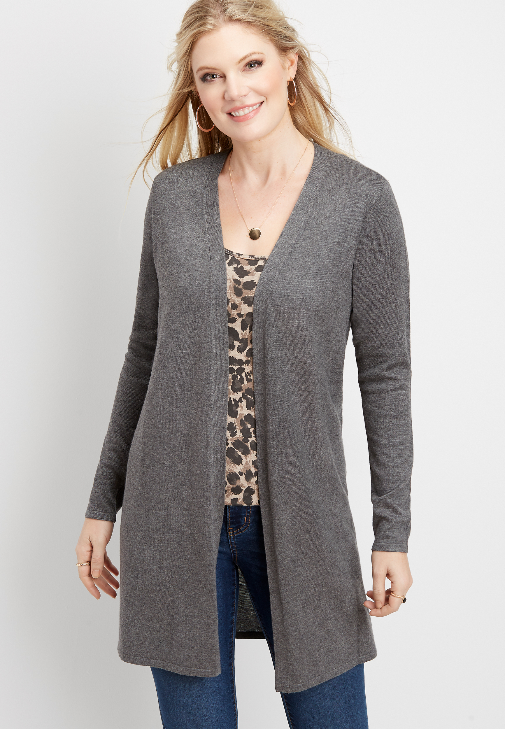 pointelle open front duster cardigan | maurices