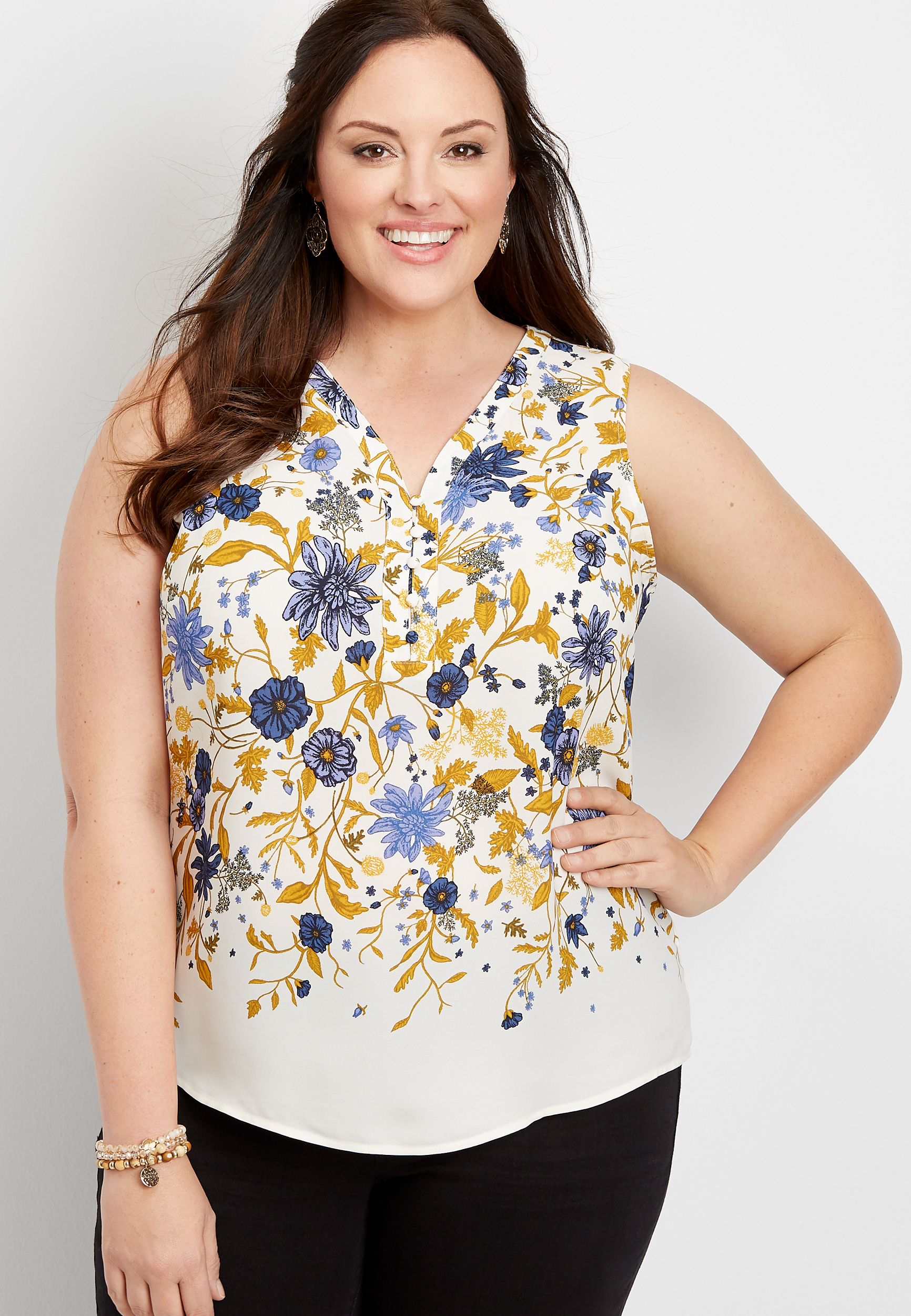 Plus Size Floral Button Front Tank | maurices