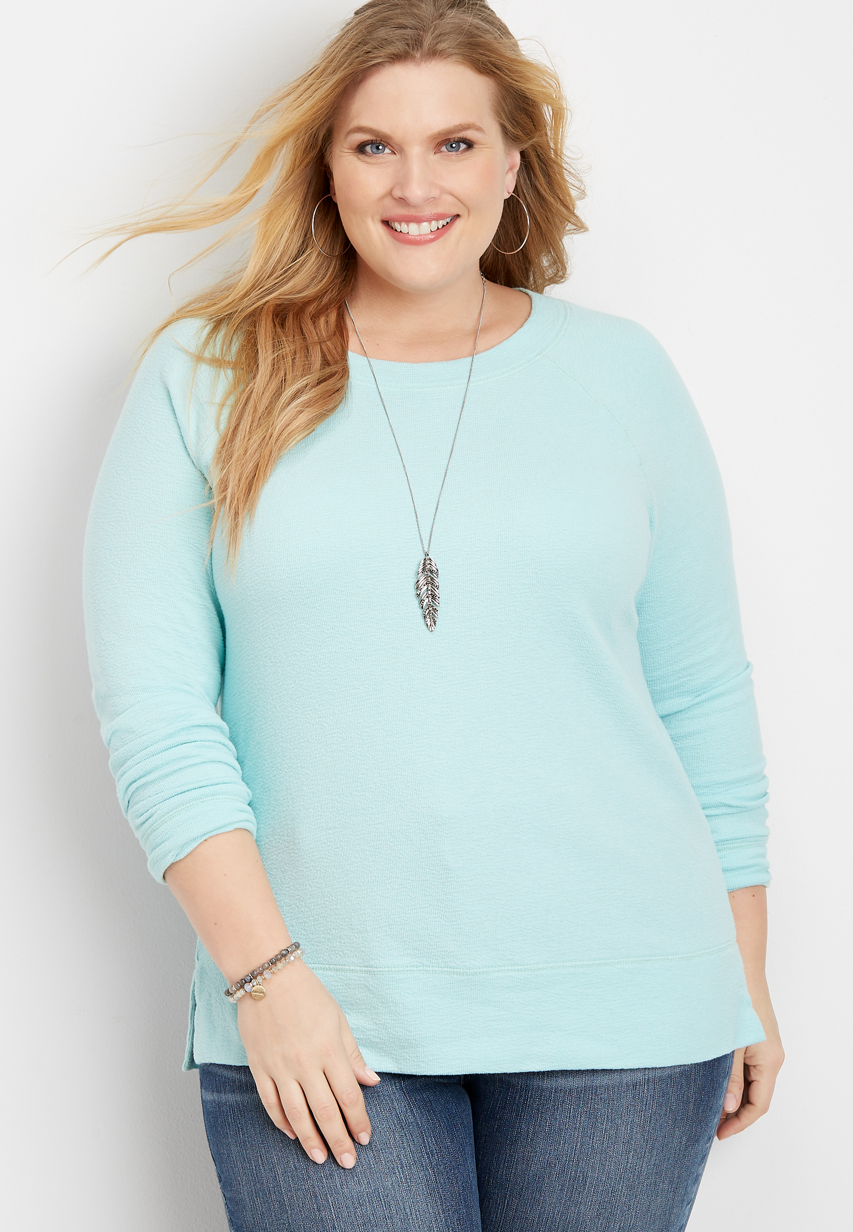 Plus Size Bright Crew Neck Pullover | maurices