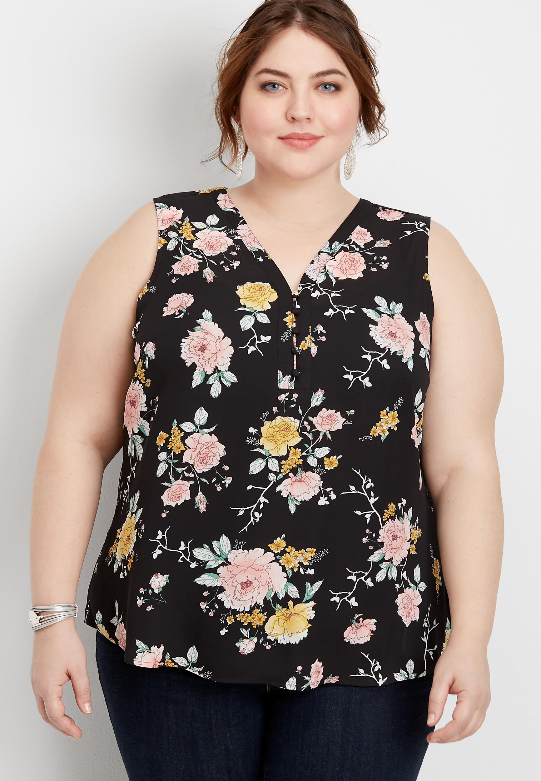 Plus Size Floral Button Front Tank | maurices