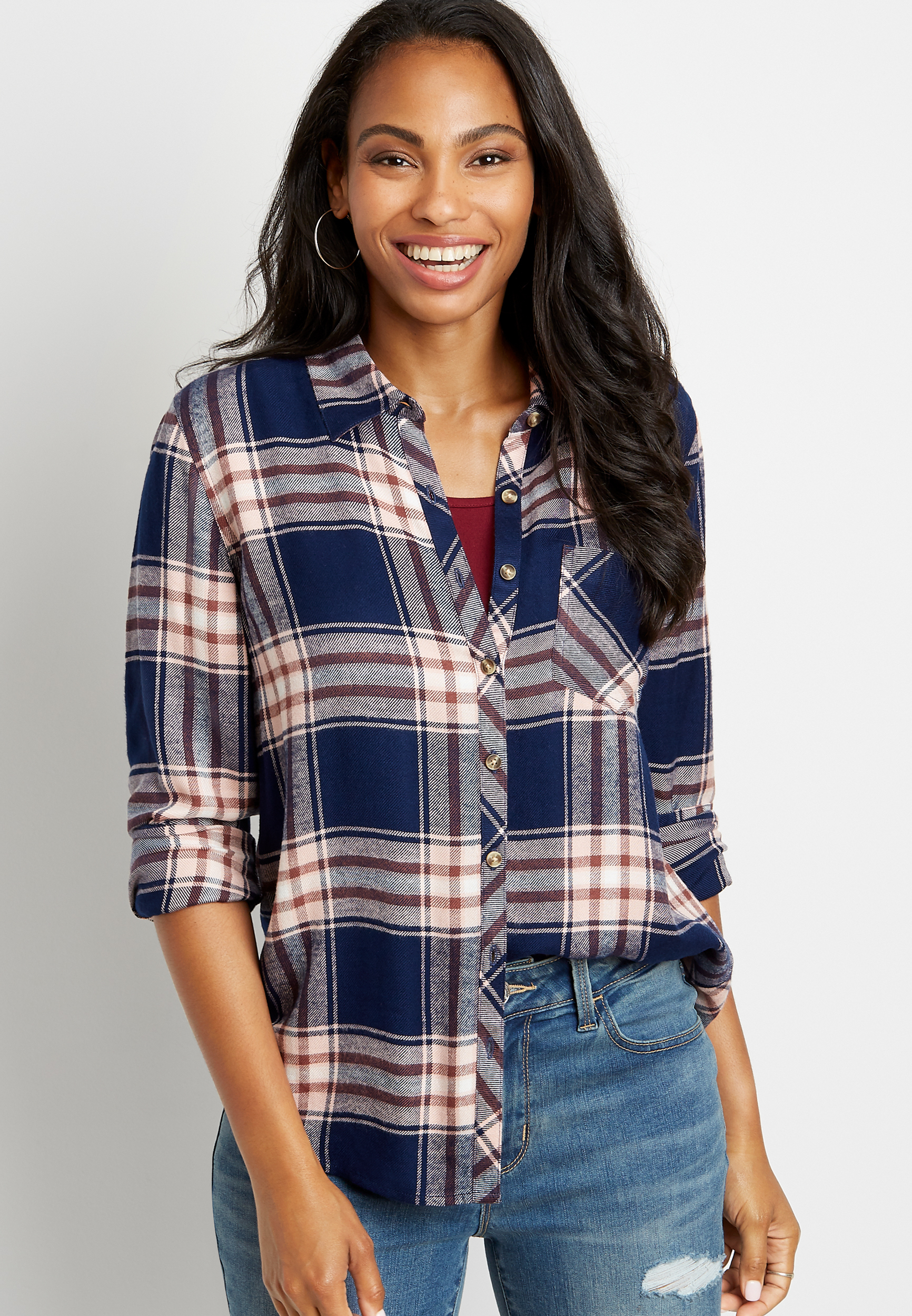 Blue Plaid Shirts For Women