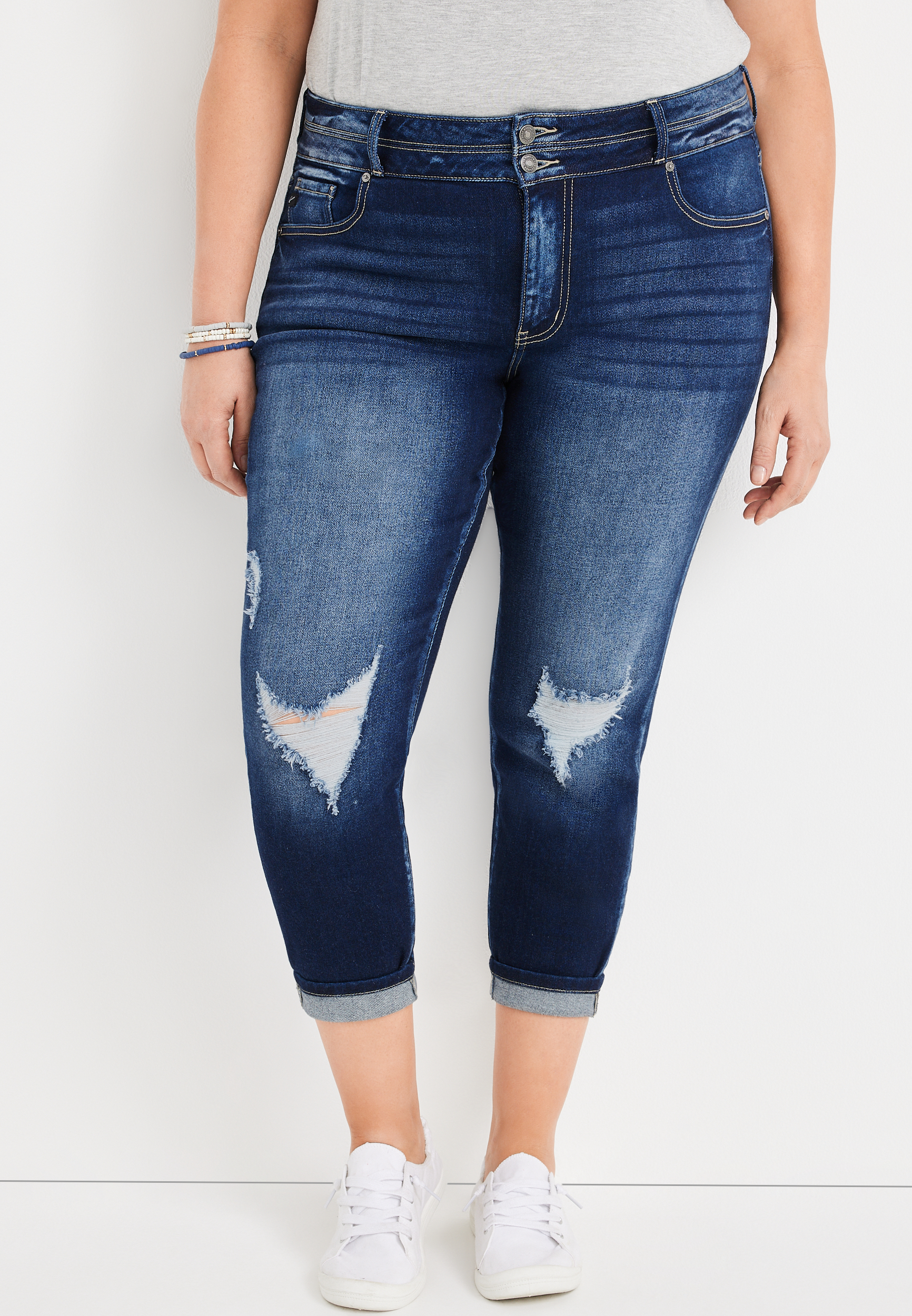 Plus Size KanCan High Rise Ripped Cropped Jean Maurices