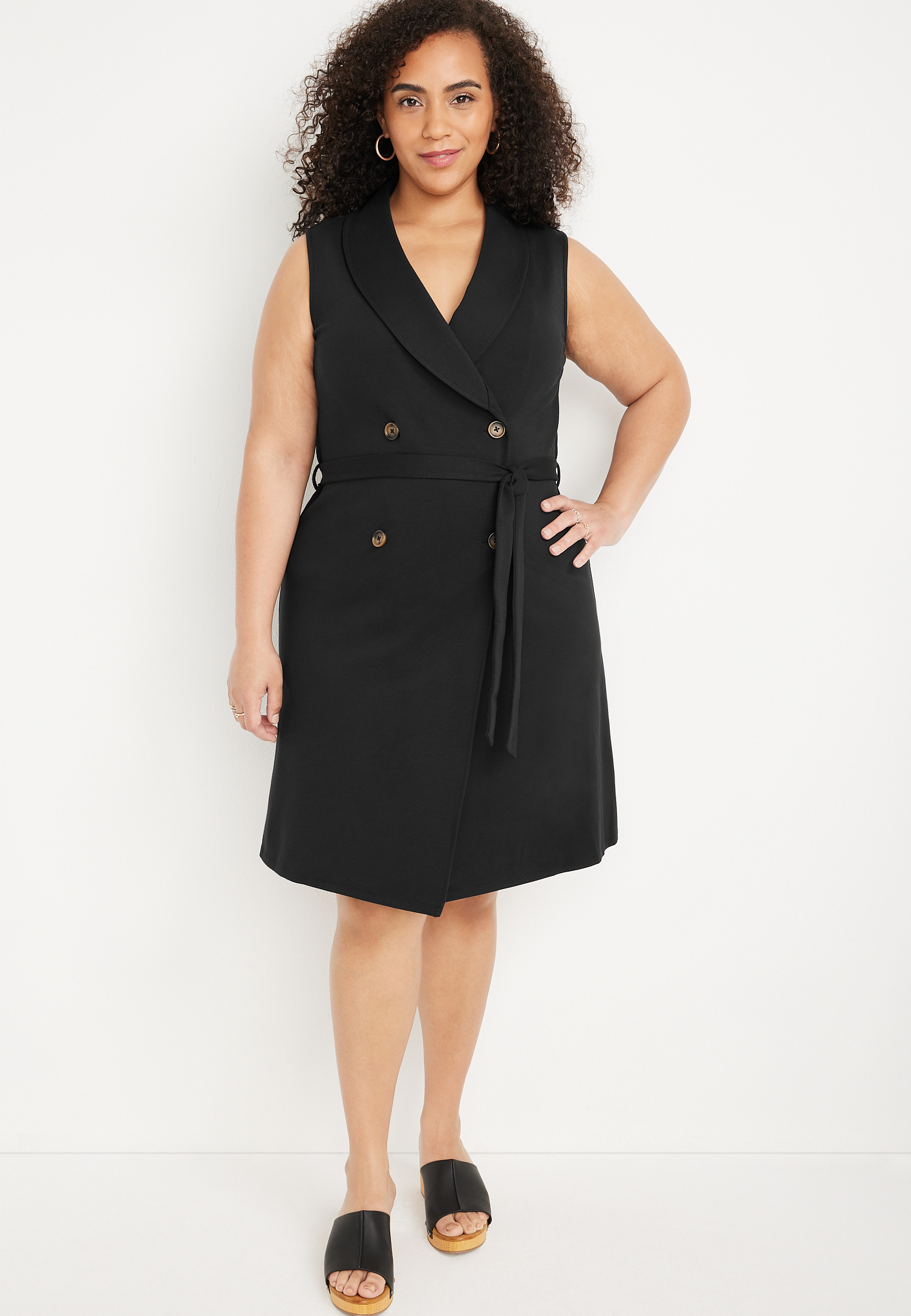 Plus Size Solid Button Front Blazer Mini Dress | maurices