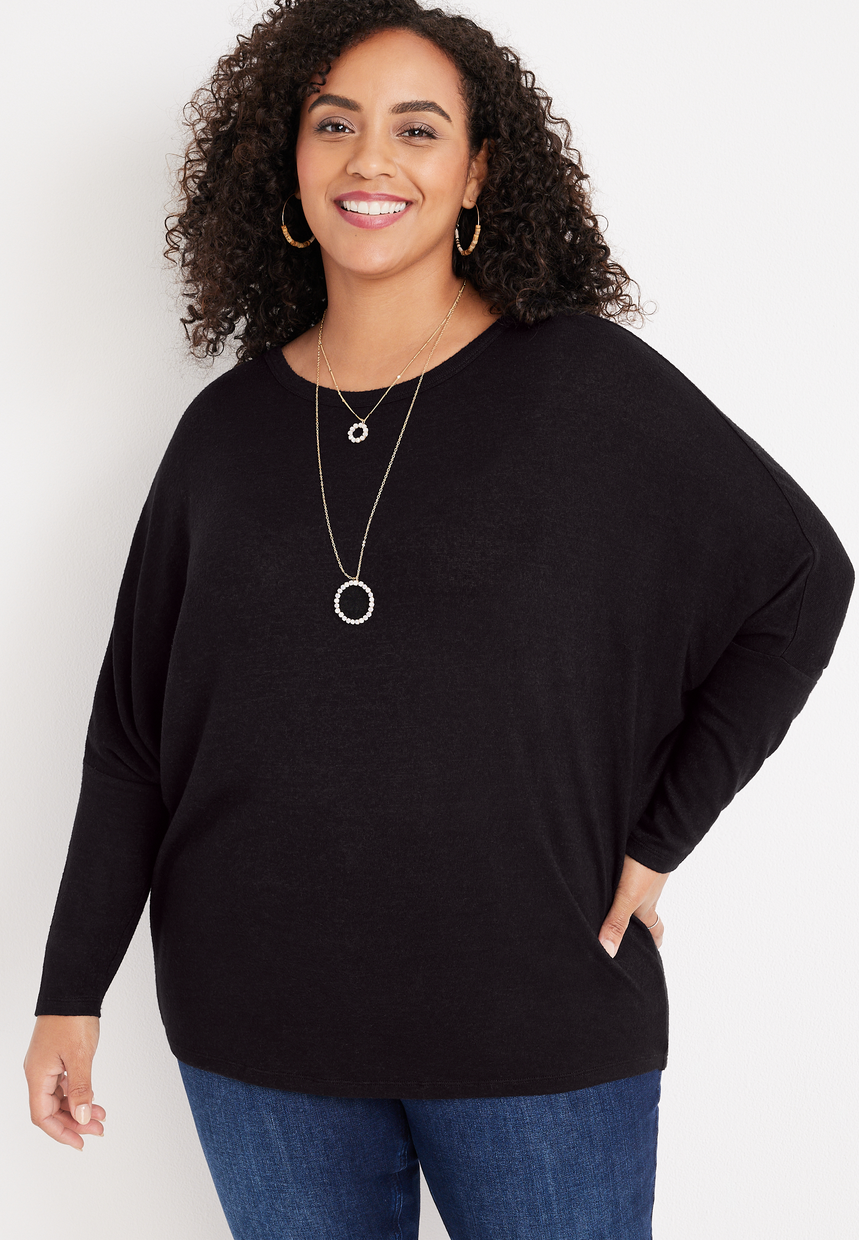 Plus Size 24/7 Flawless Cozy Dolman Long Sleeve Tee | maurices