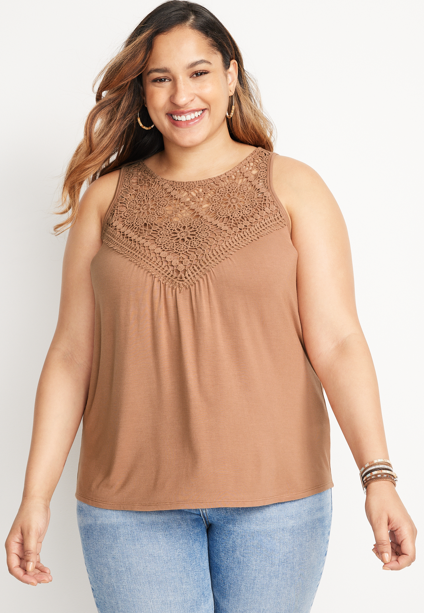 Plus Size Crochet High Neck Tank Top | maurices