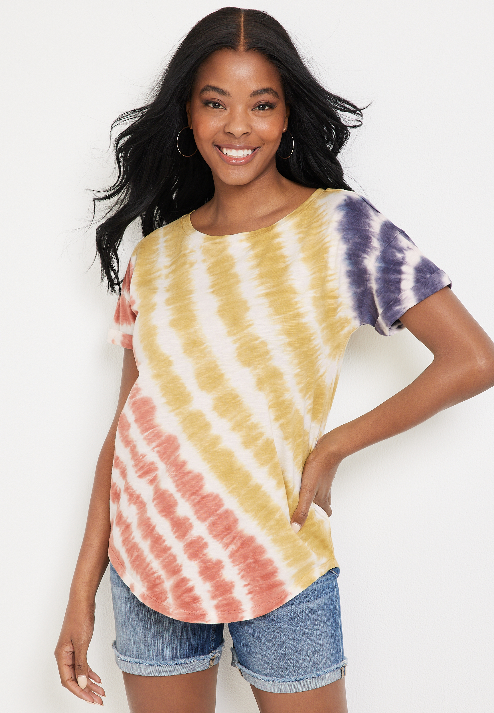 24/7 Dawson Tie Dye Drop Shoulder Tee | maurices