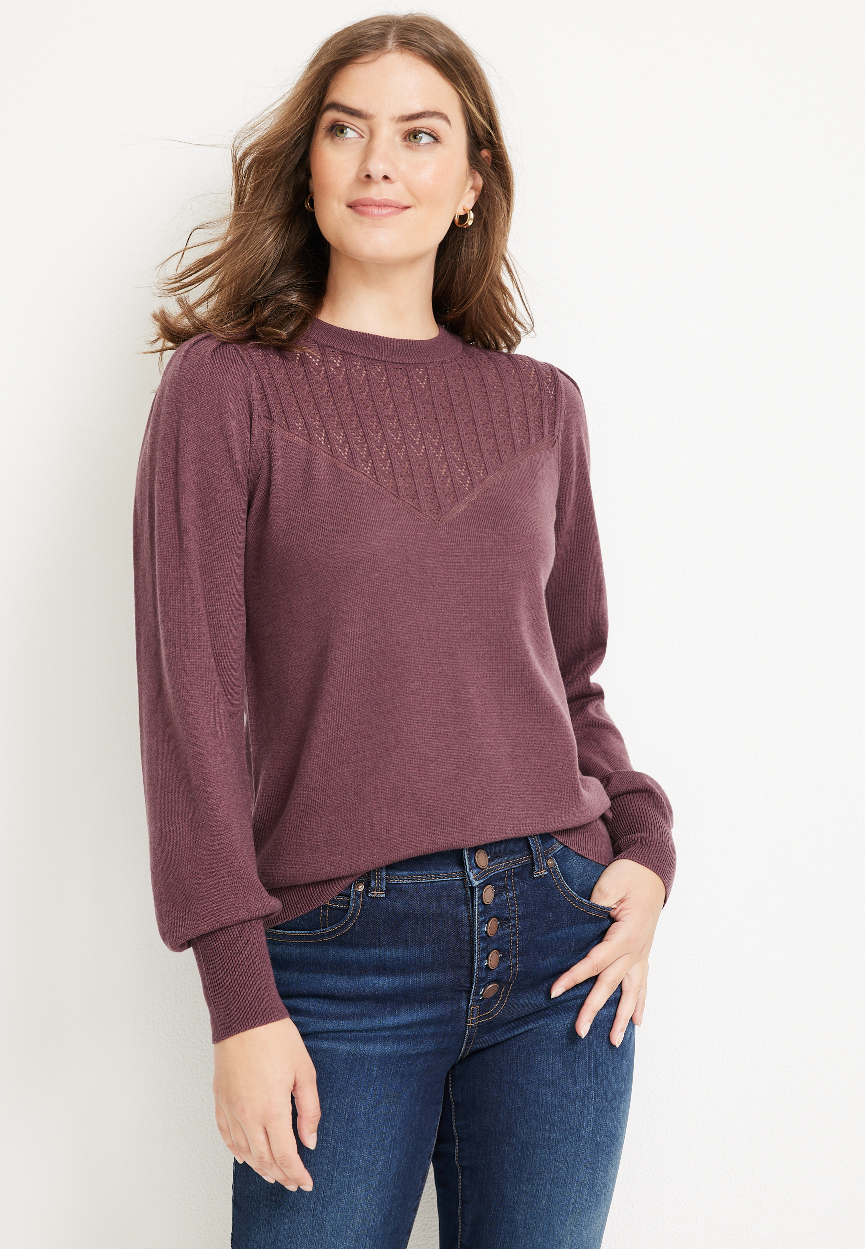 Pointelle Illusion Sweater | maurices