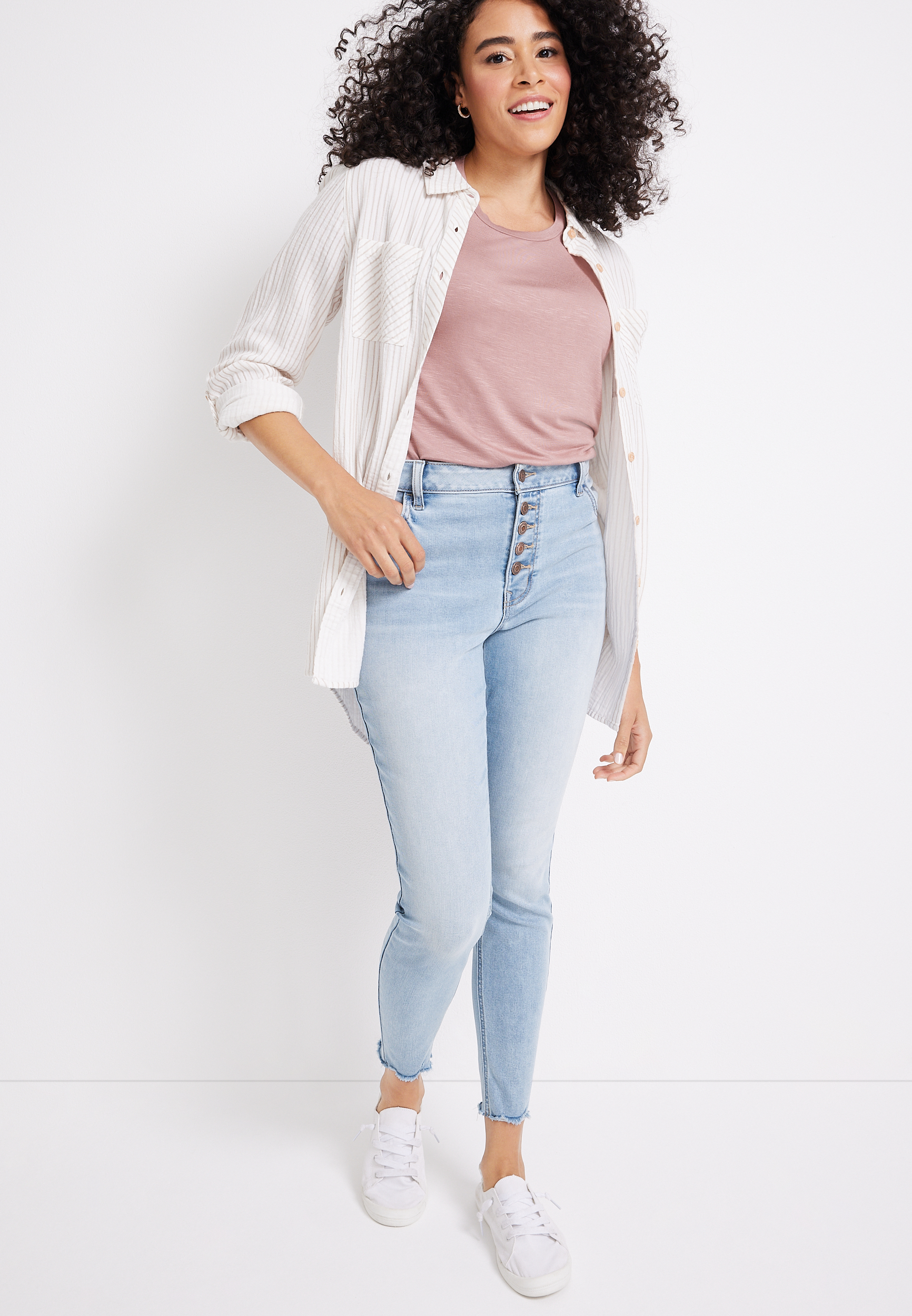 m jeans by maurices™ Cool Comfort Super Skinny Mid Fit Mid Rise Button Fly Jean | maurices