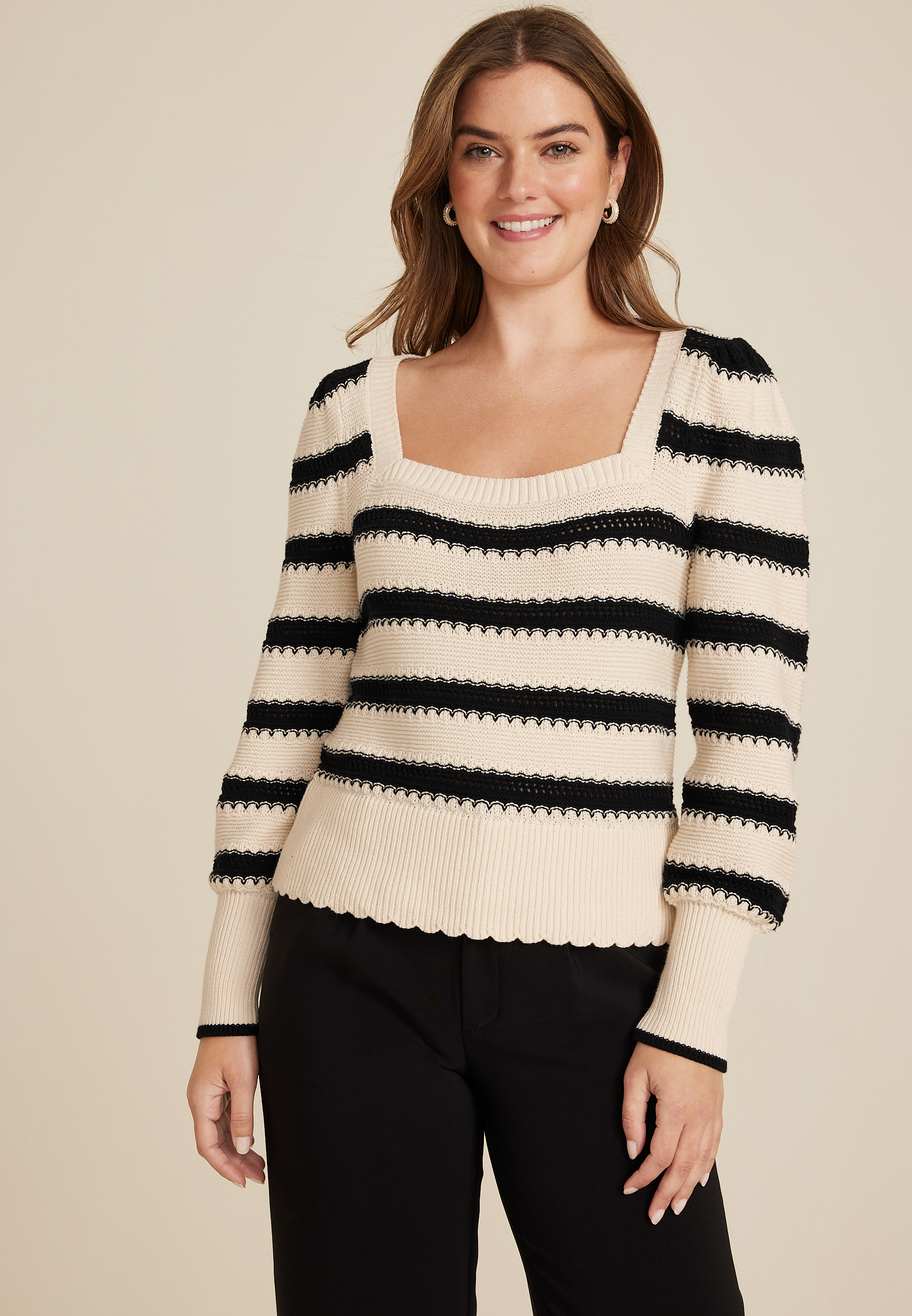 Stripe Open Stitch Sweater | maurices