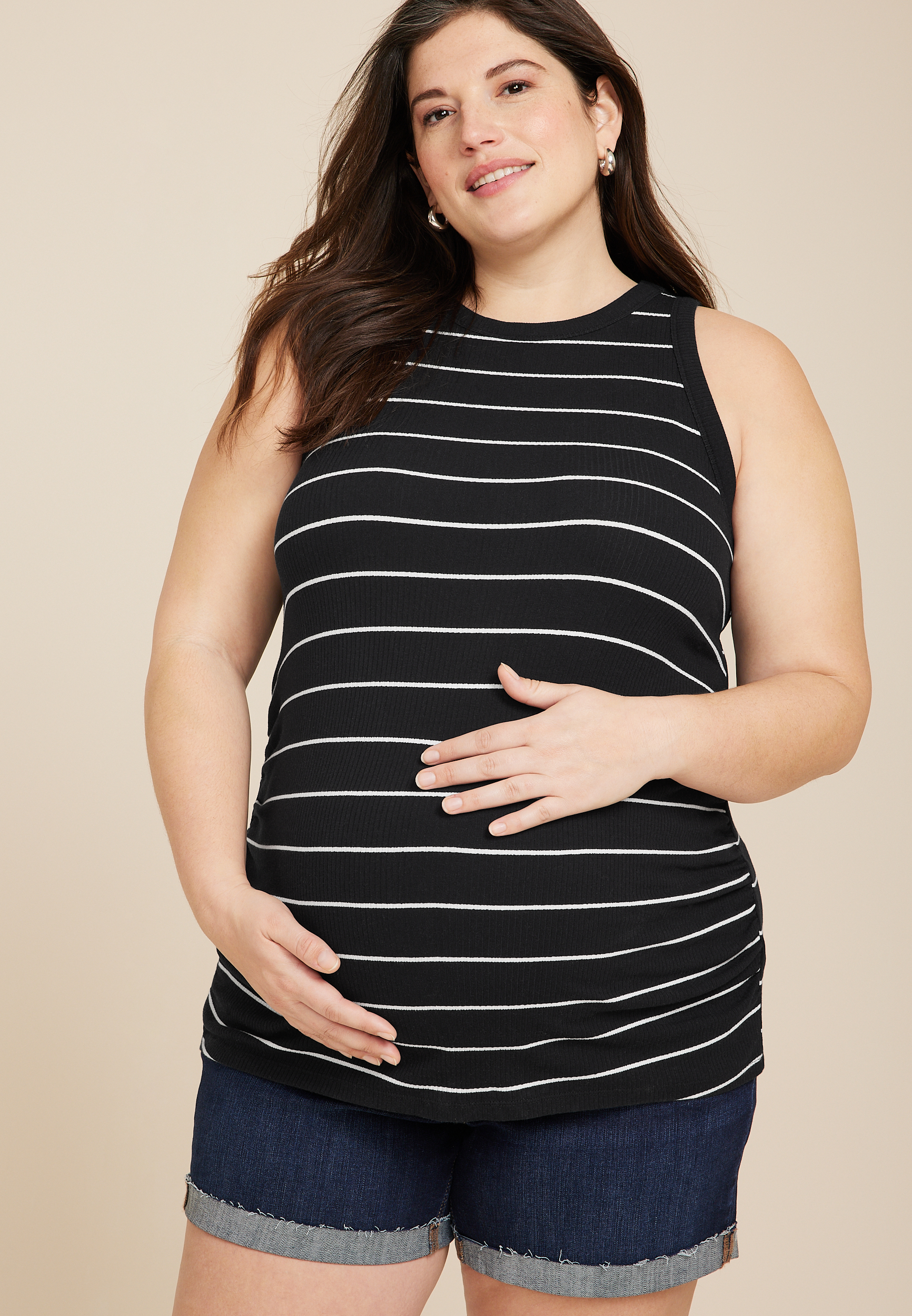 Plus Size Highline Striped Ribbed Maternity Tank Maurices