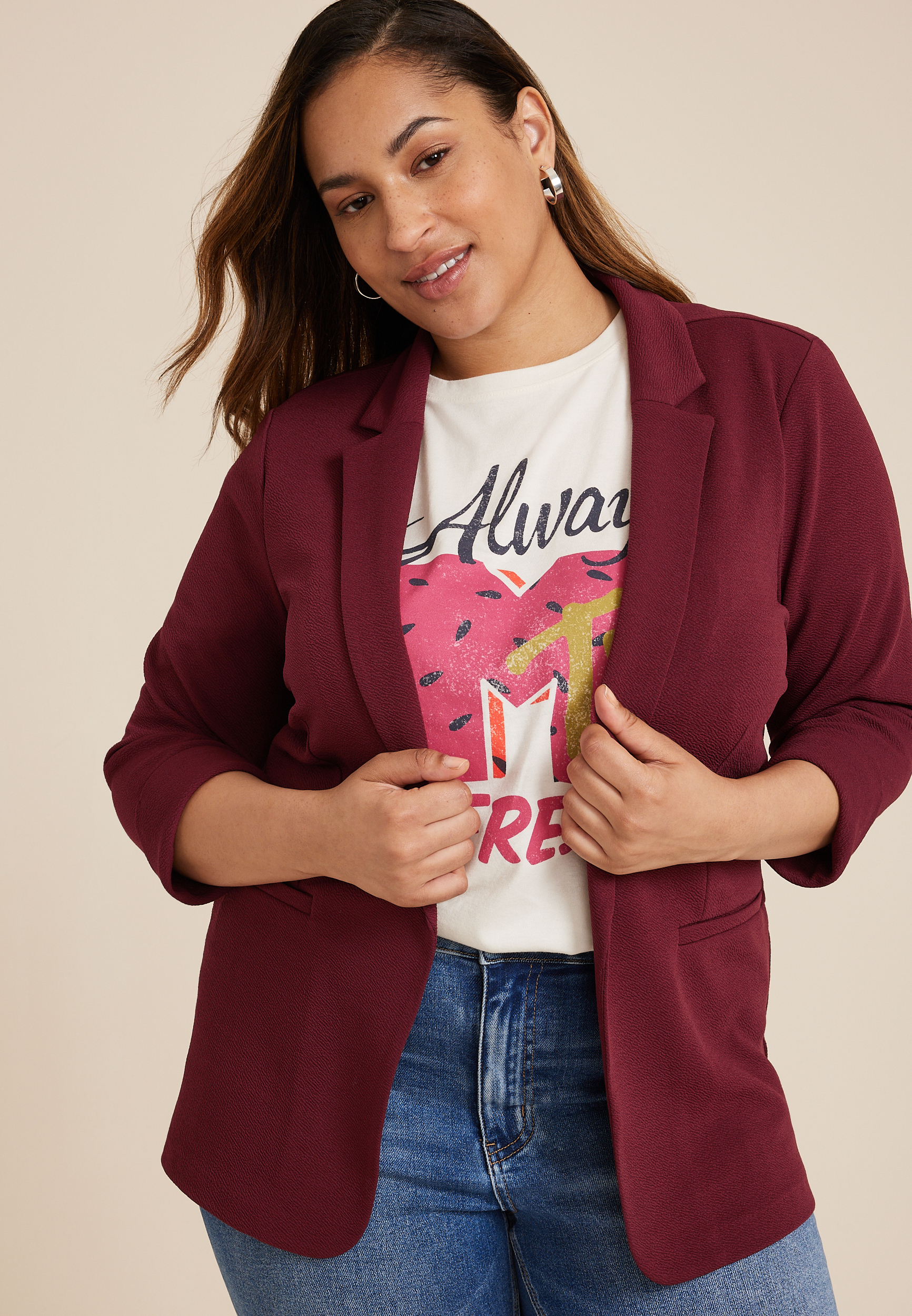 Plus Size Versa Open Front Blazer | maurices