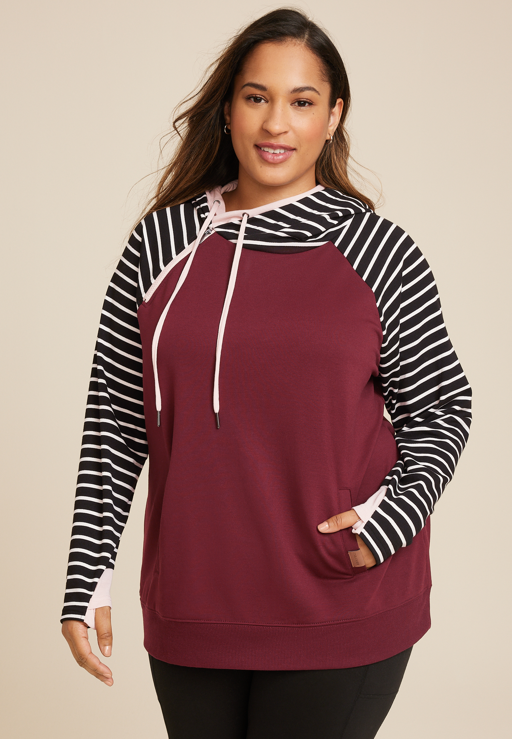 Plus Size Homeward Striped Colorblock Hoodie | maurices