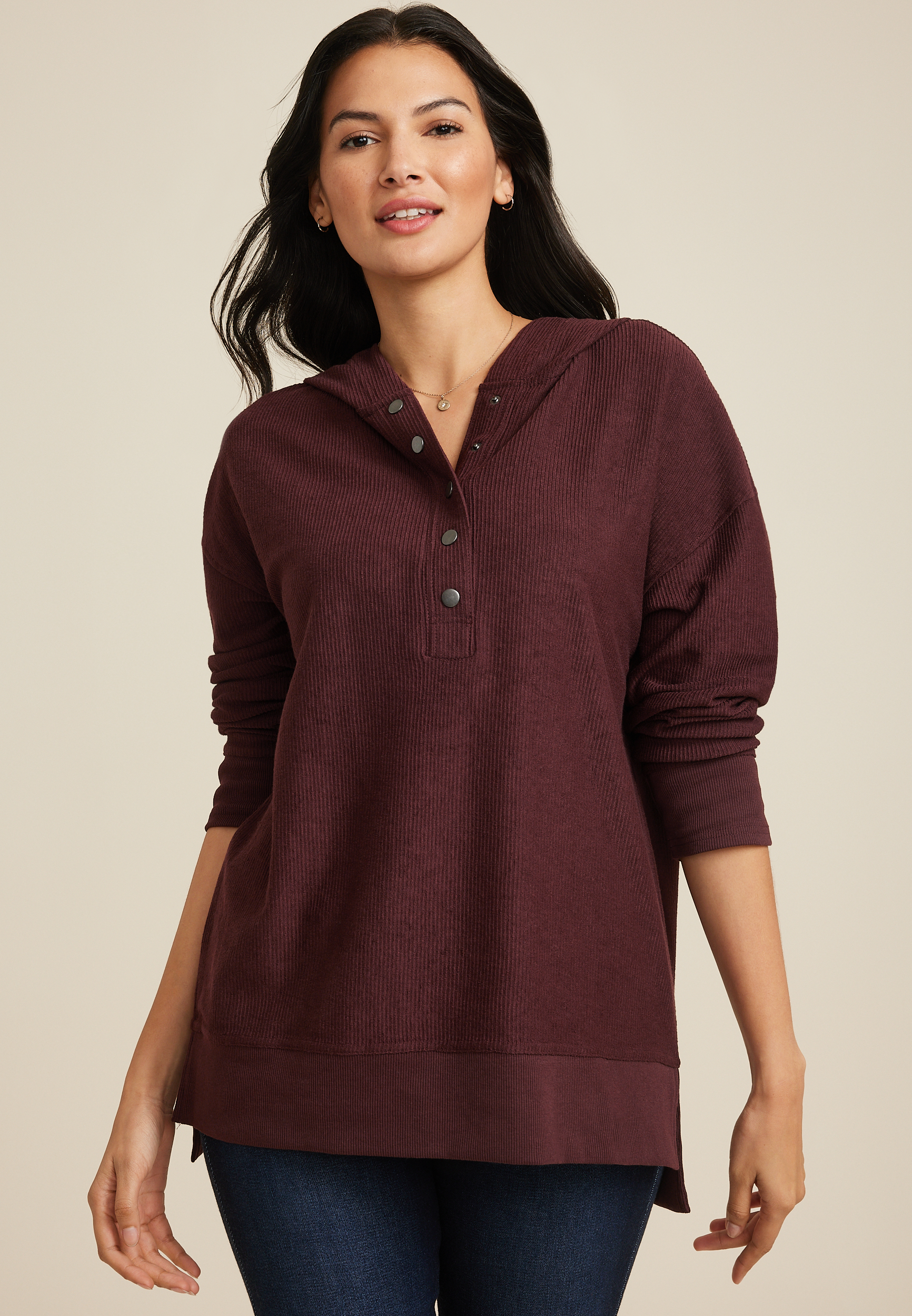 Corded Ribbed Hoodie | maurices