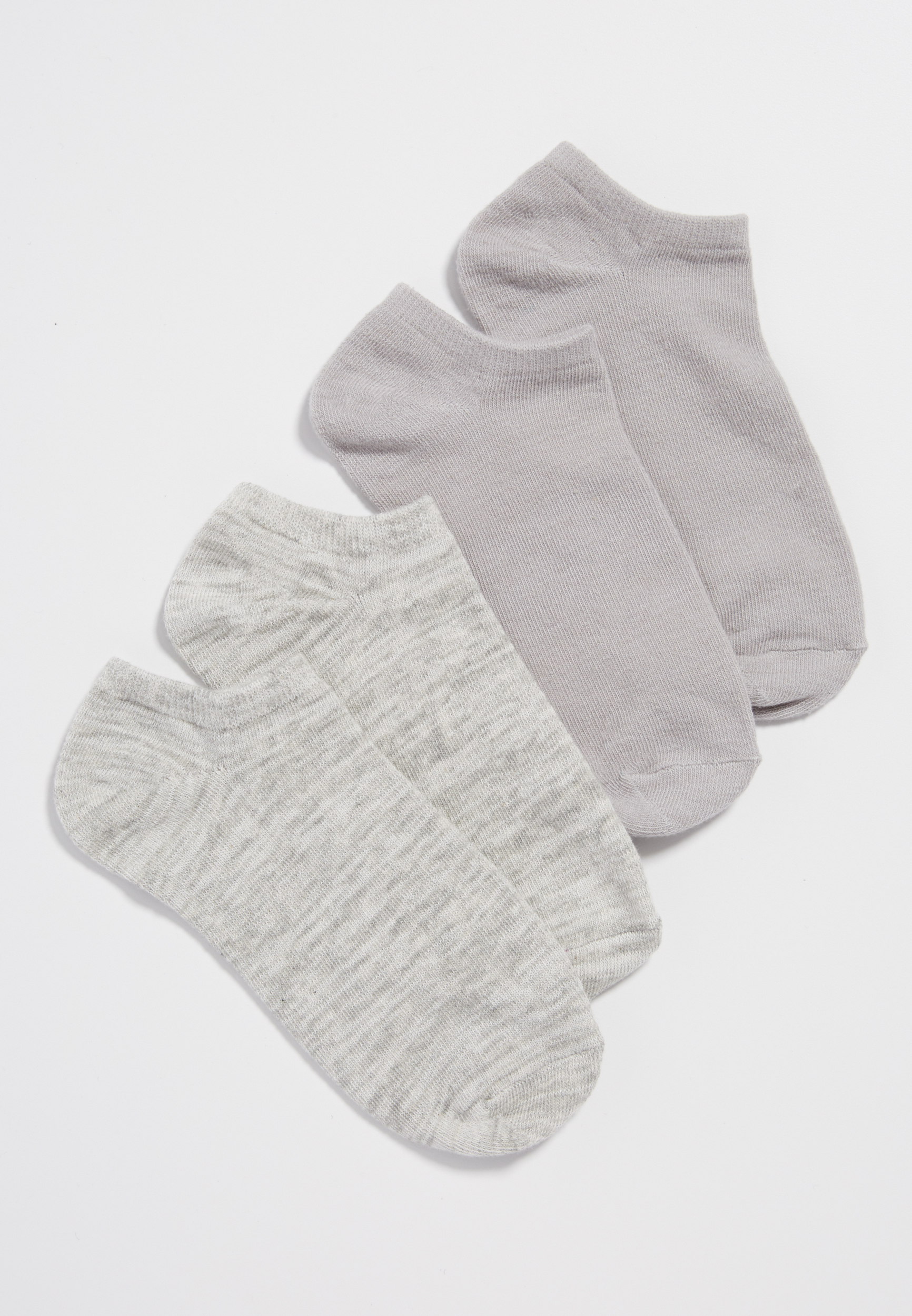 solid and spacedye ankle socks in gray combo - 2 pack | maurices