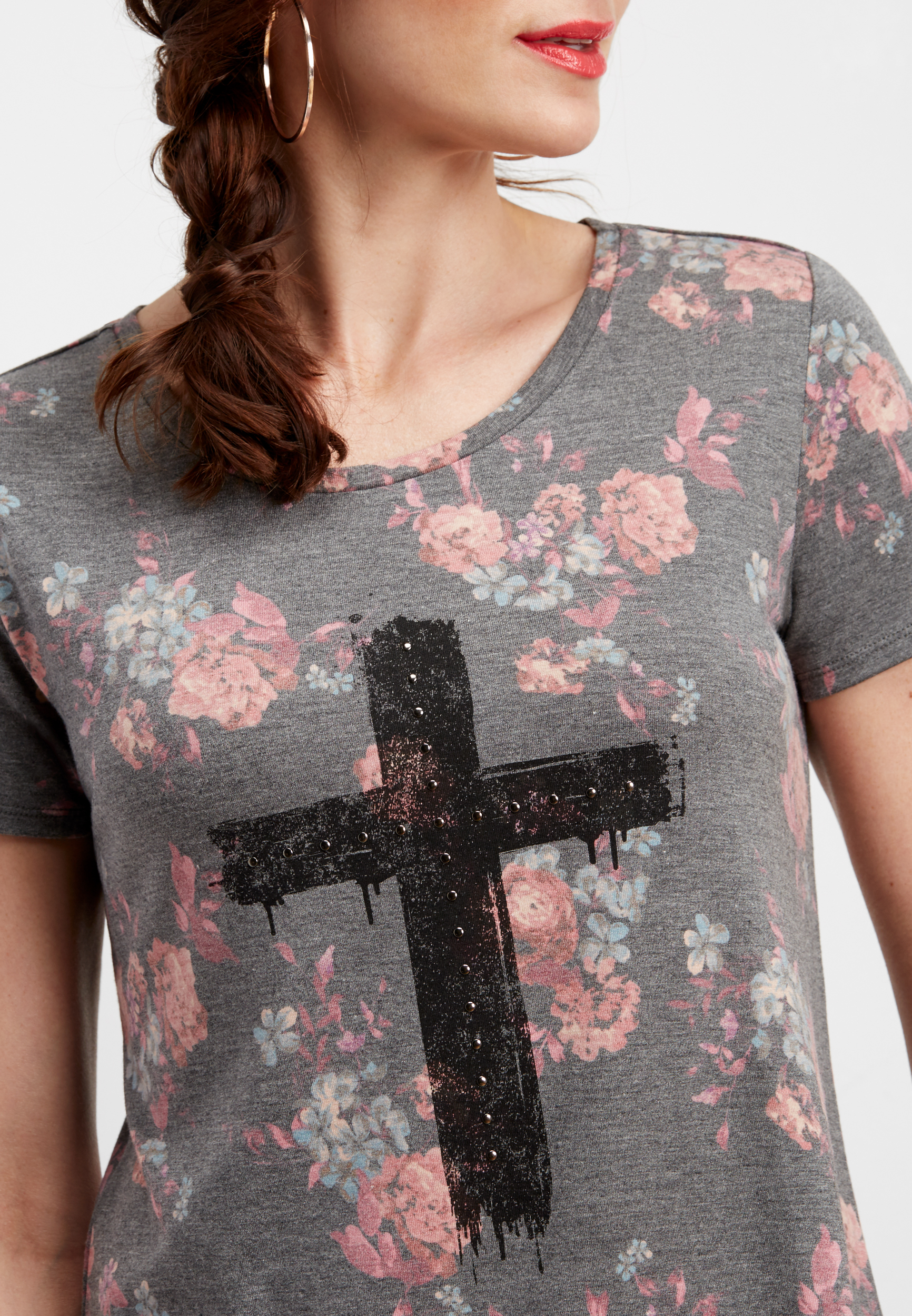 floral cross graphic tee | maurices