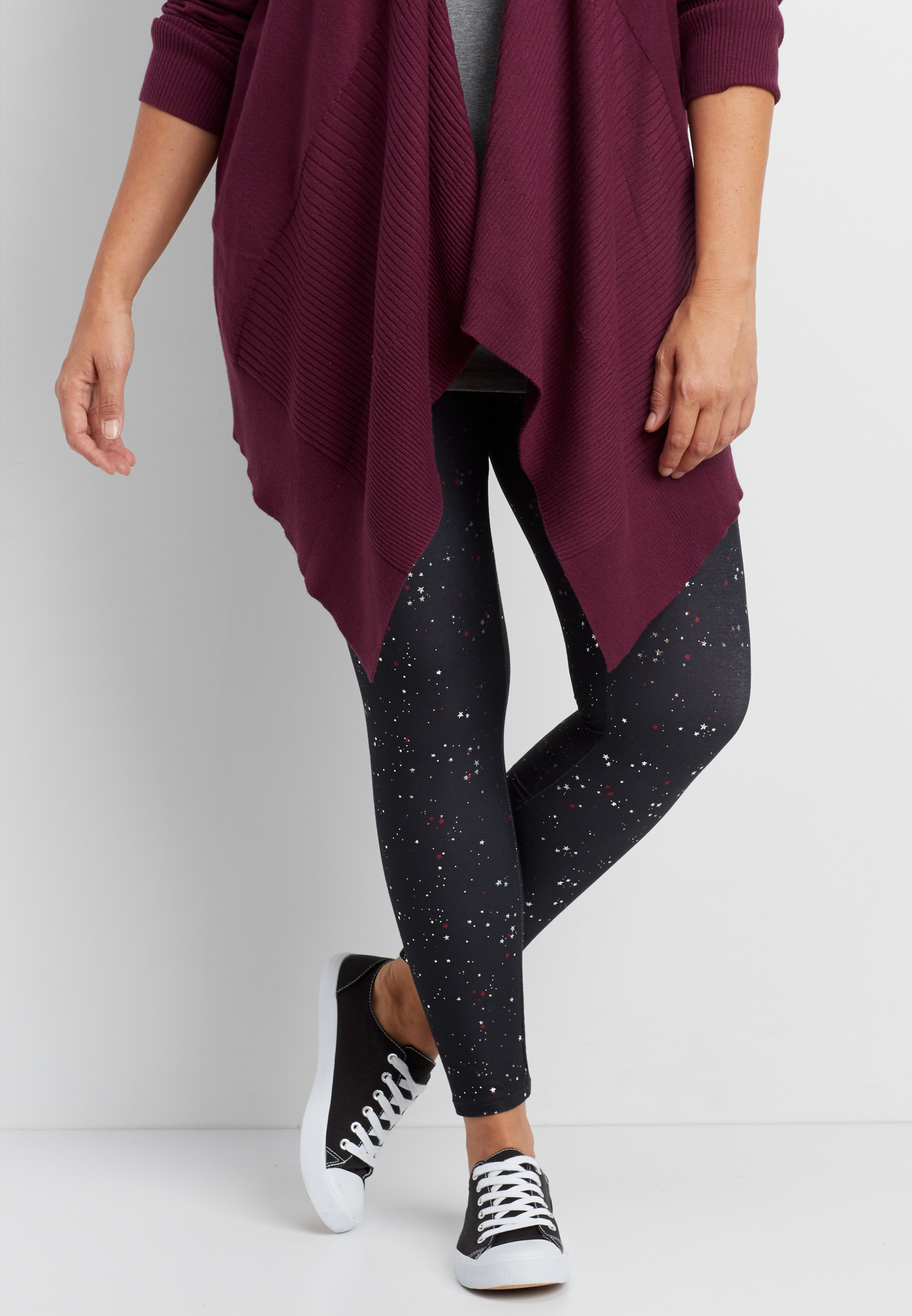 Plus Size Ultra Soft Legging In Metallic Star Print Maurices