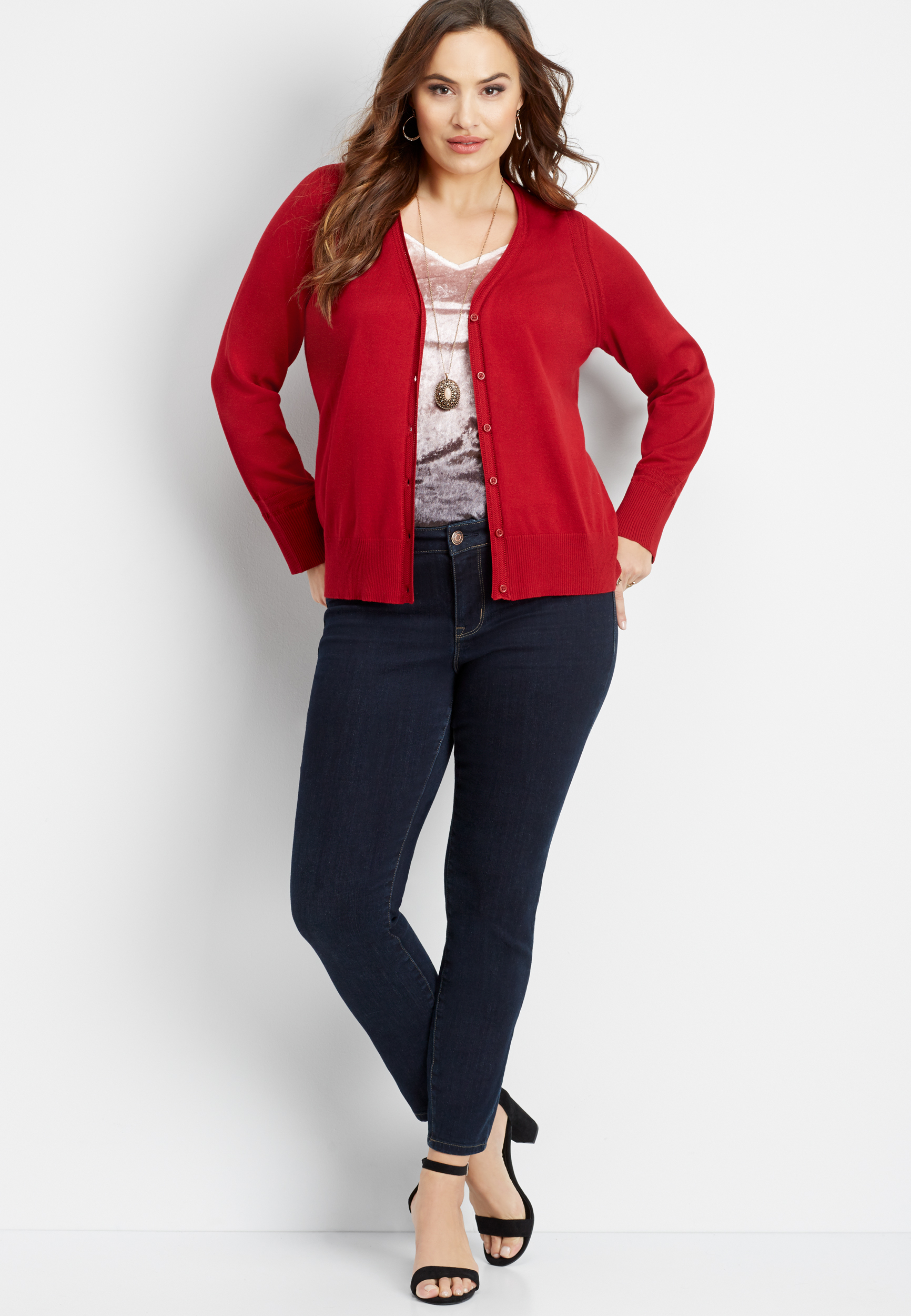plus size solid button front cardigan | maurices