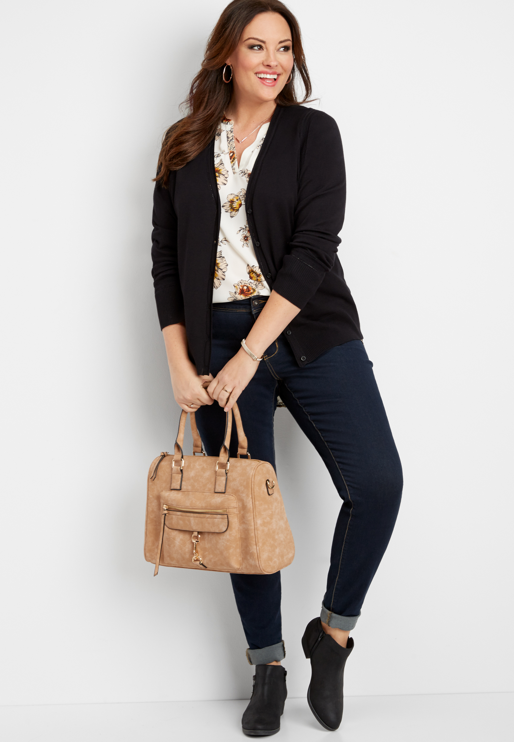 plus size solid button front cardigan | maurices