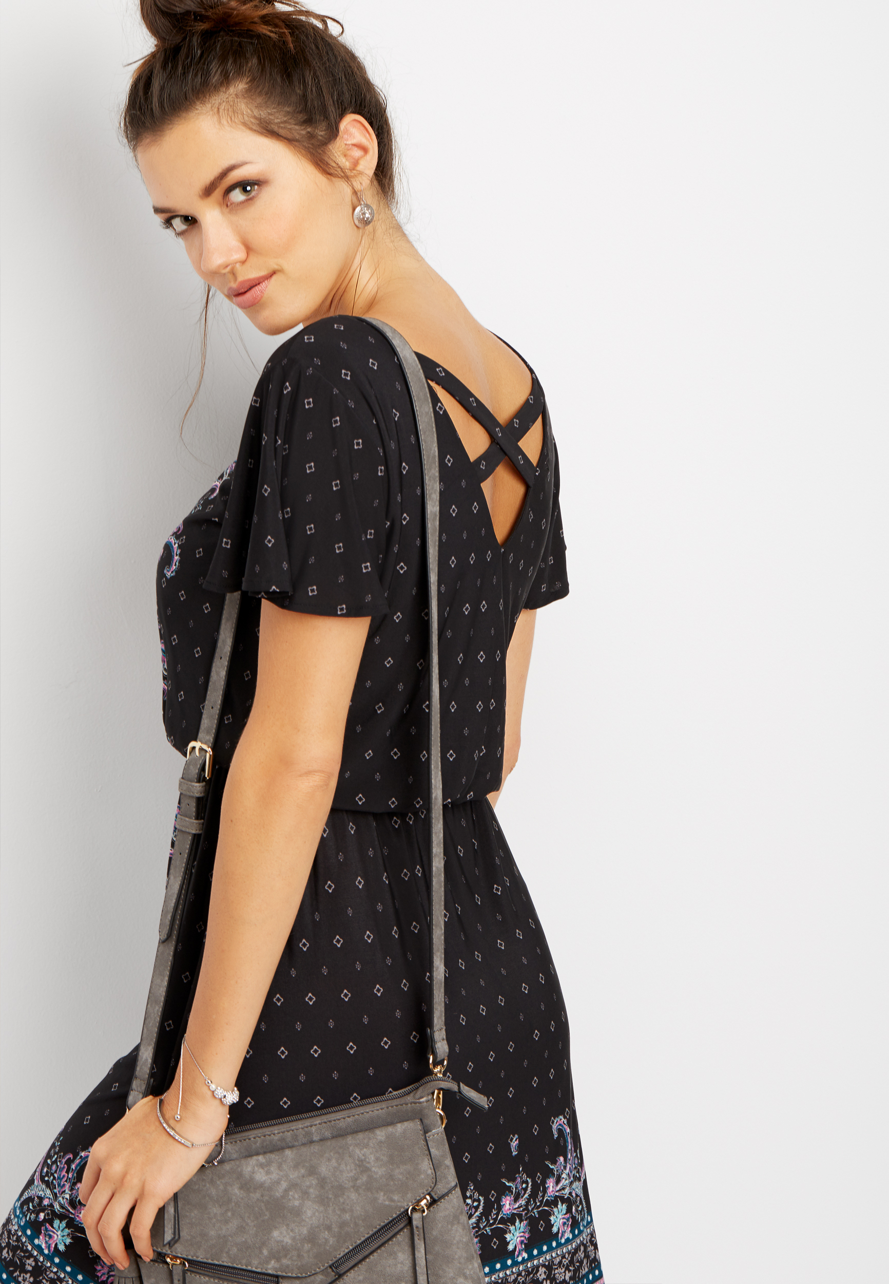 patterned x-back dress | maurices
