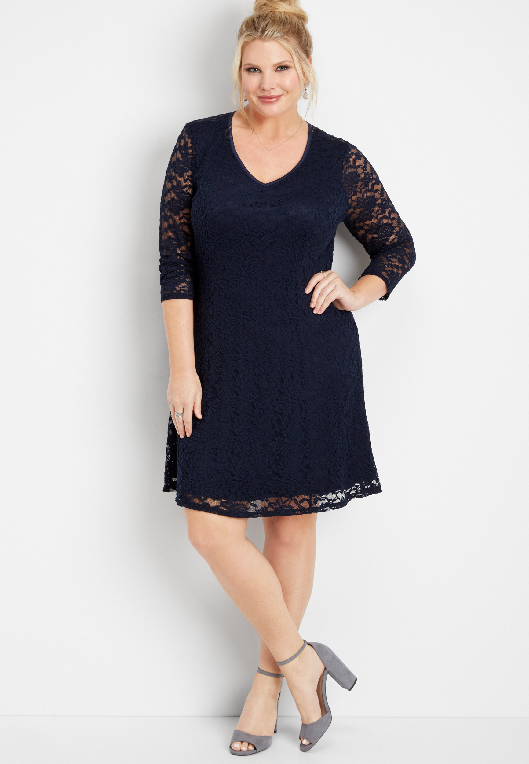 plus size open back lace skater dress | maurices