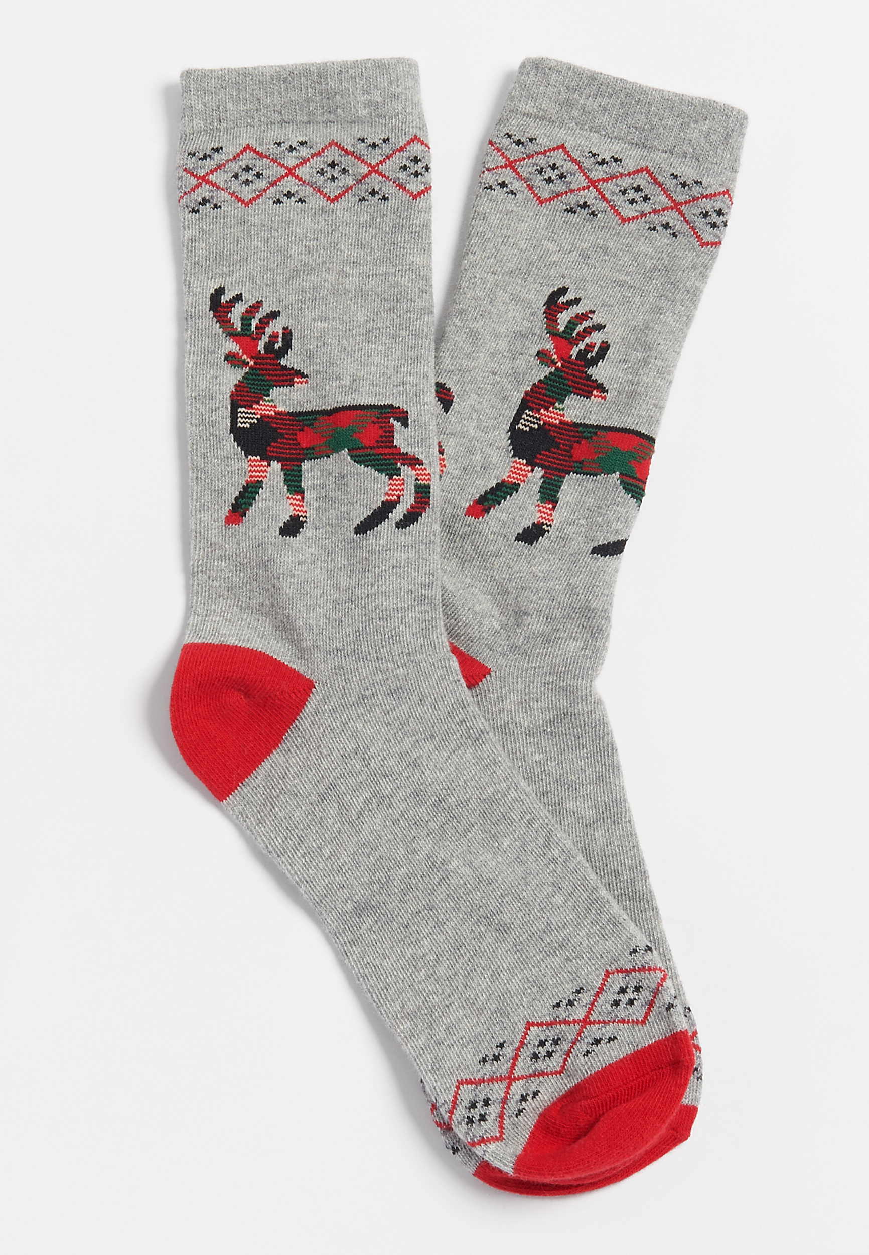 plaid deer crew socks | maurices