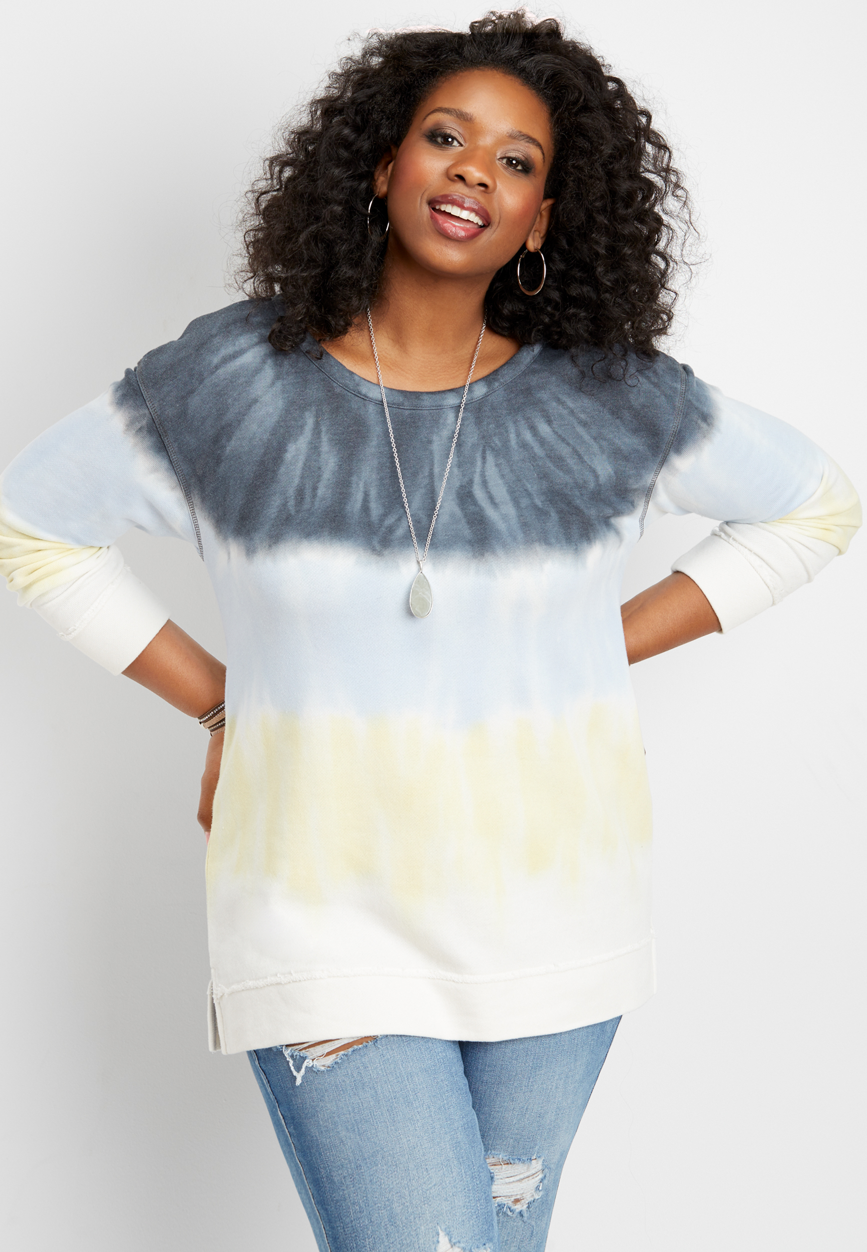 plus size tie dye basic pullover | maurices