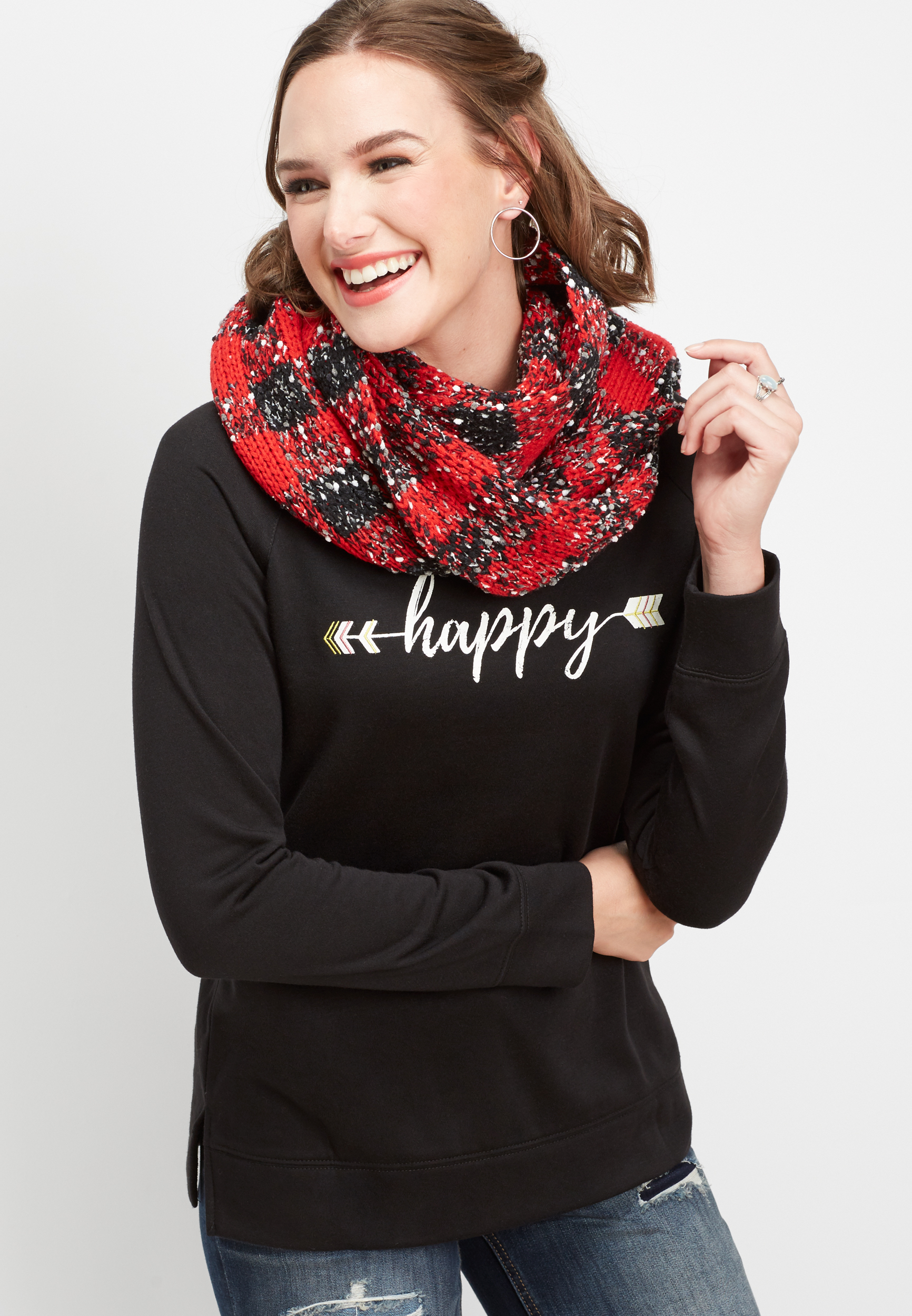 embroidered happy graphic pullover | maurices