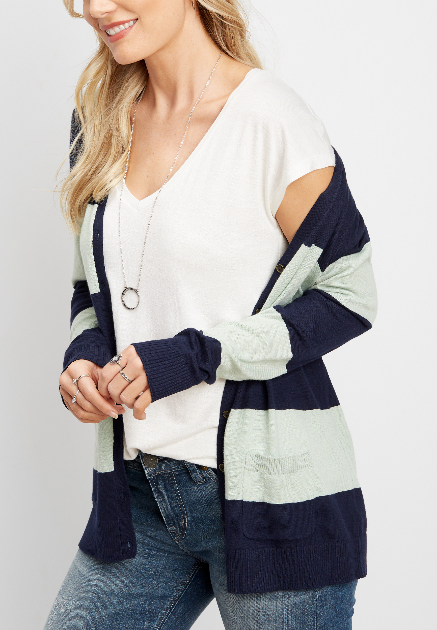 rugby stripe boyfriend cardigan | maurices