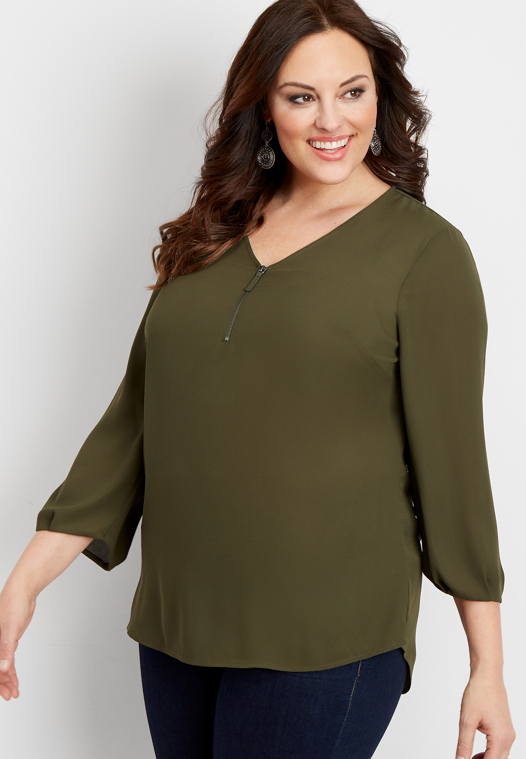 zip front popover tunic blouse | maurices
