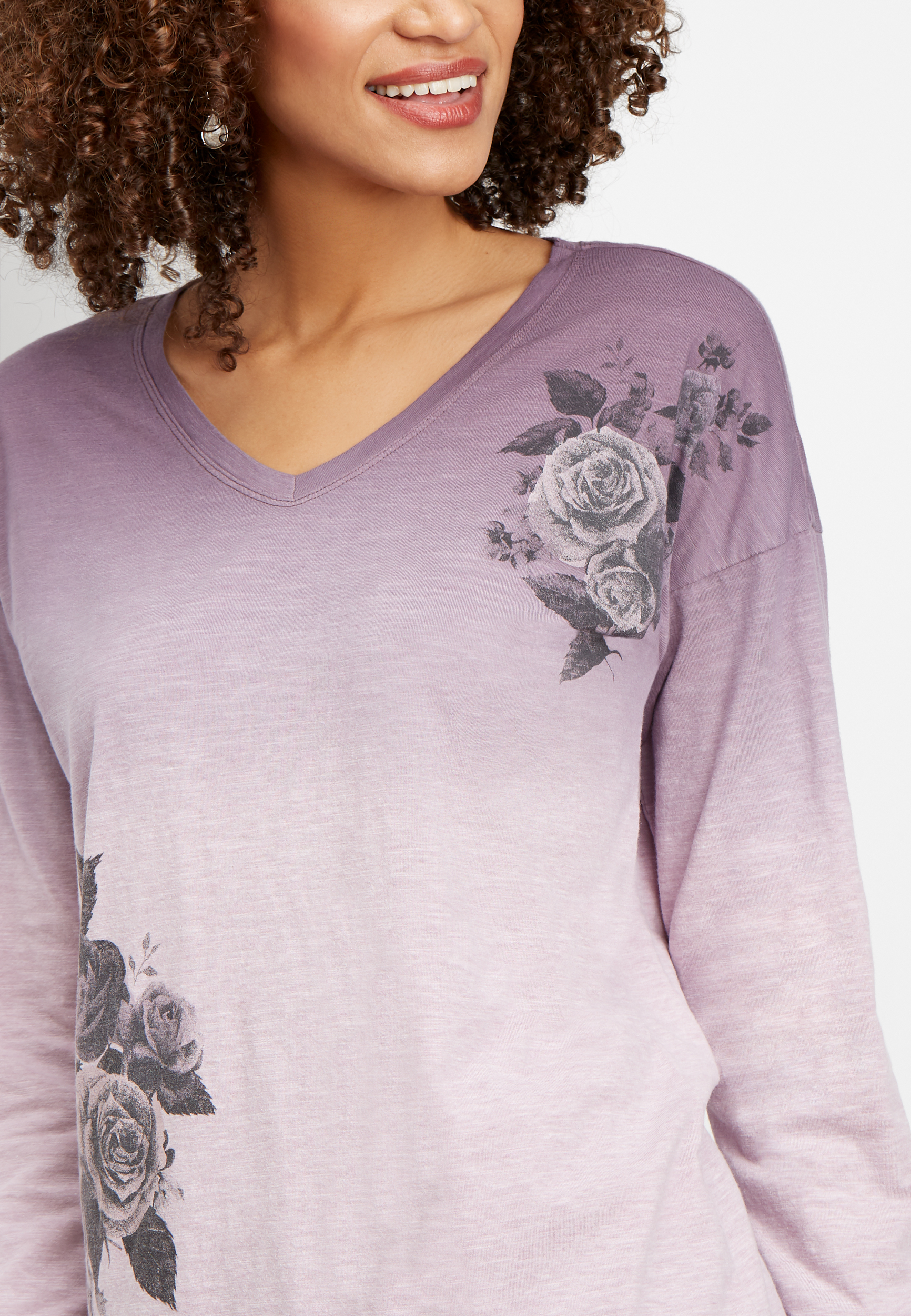 floral dip dye graphic pullover | maurices