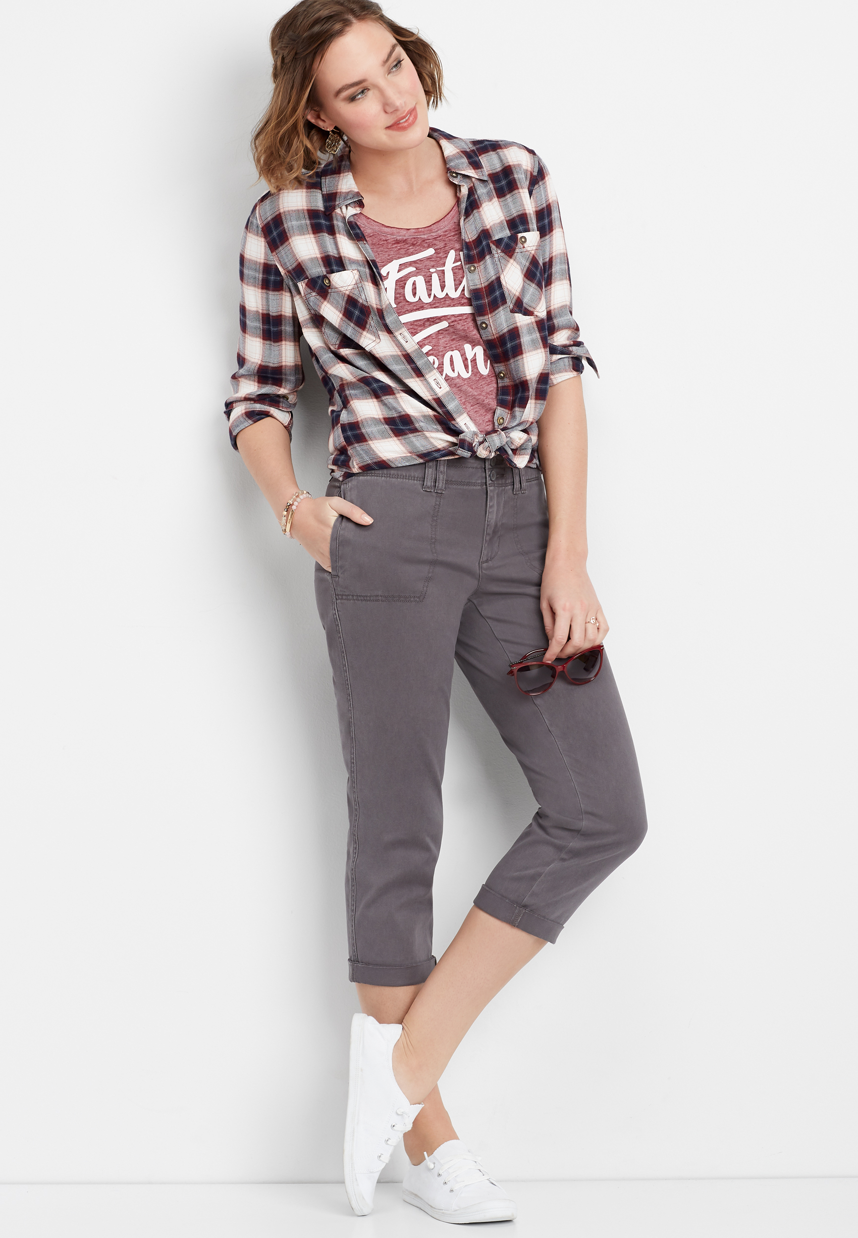 slate cropped chino pant | maurices