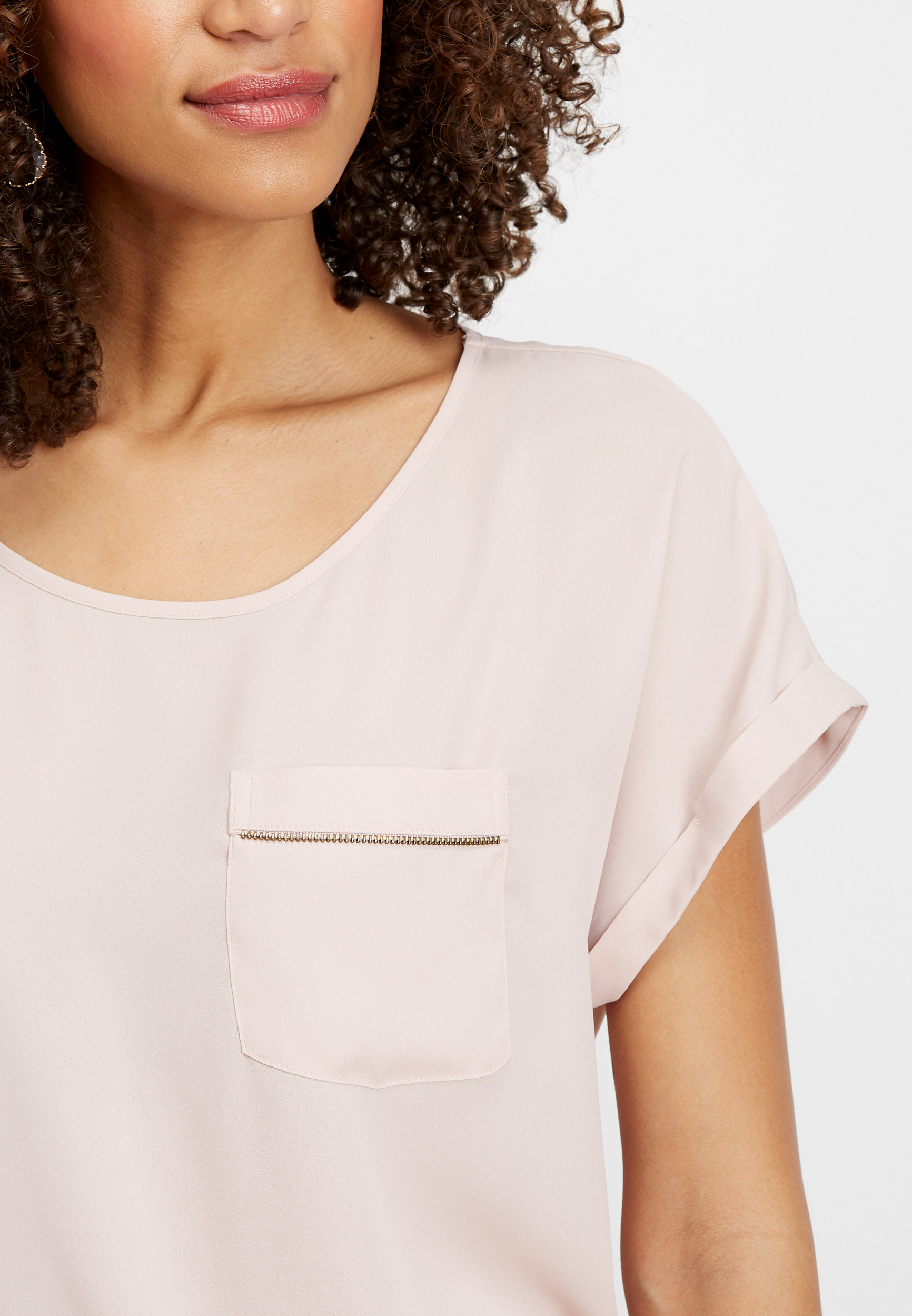 solid zipper pocket blouse | maurices