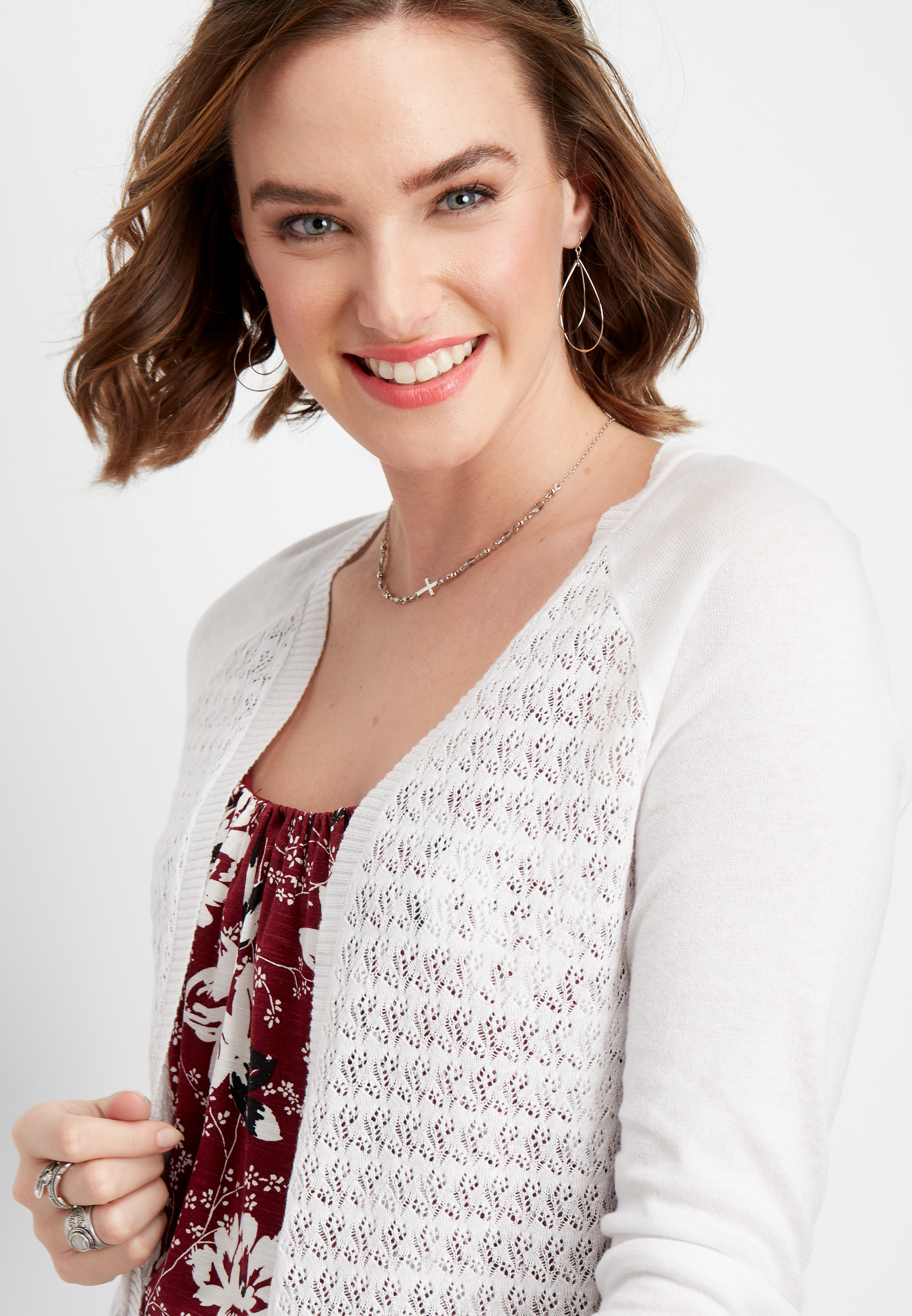 pointelle open front cardigan | maurices