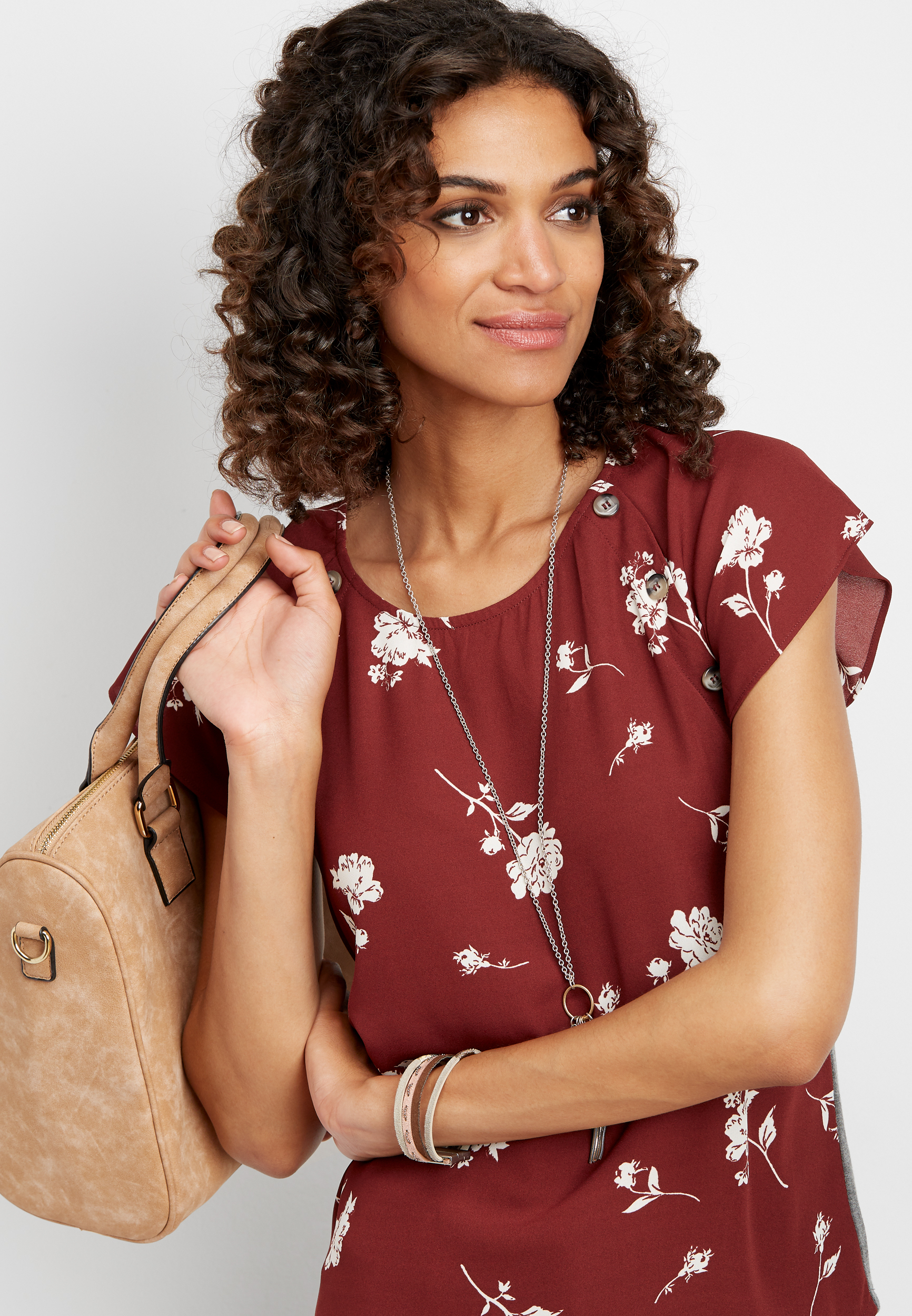 Flutter Sleeve Floral Top Maurices