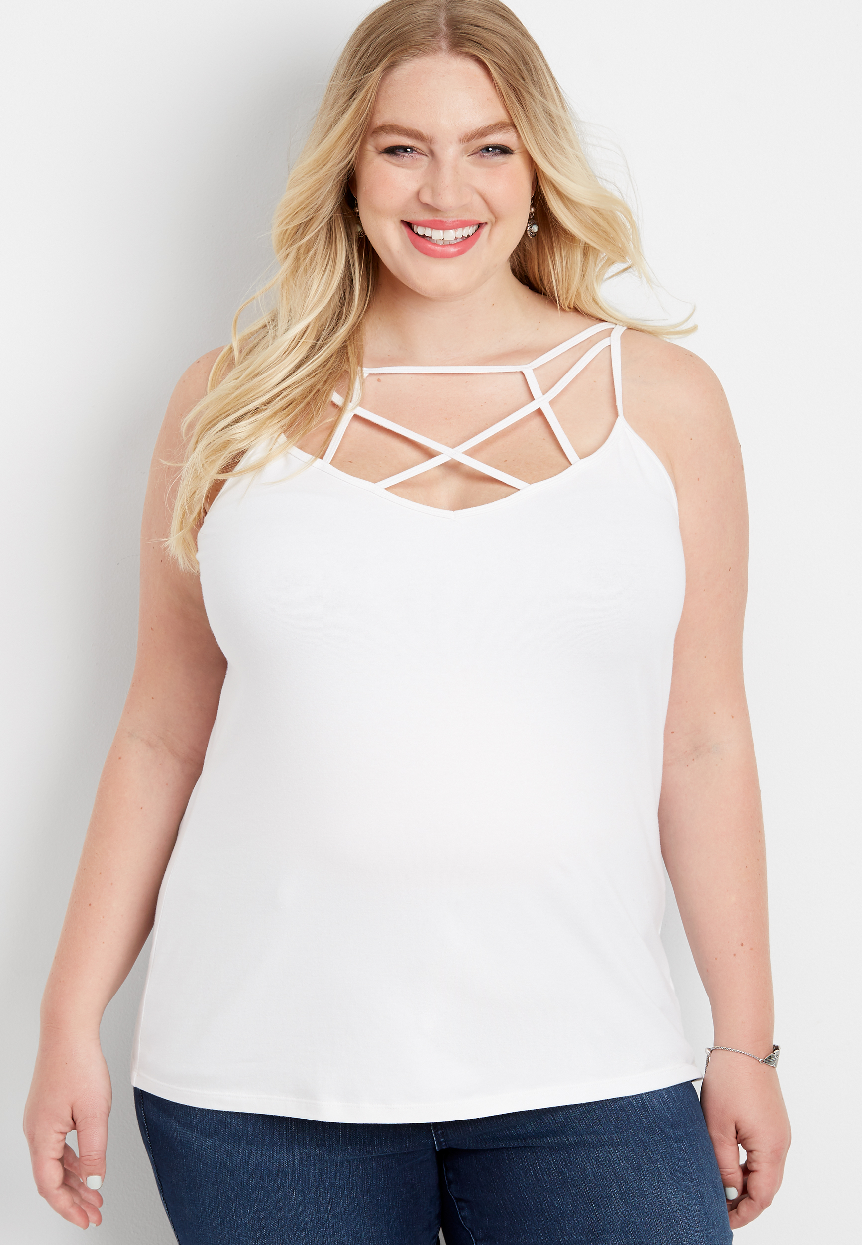 Plus Size Strappy Neck Layering Cami Maurices