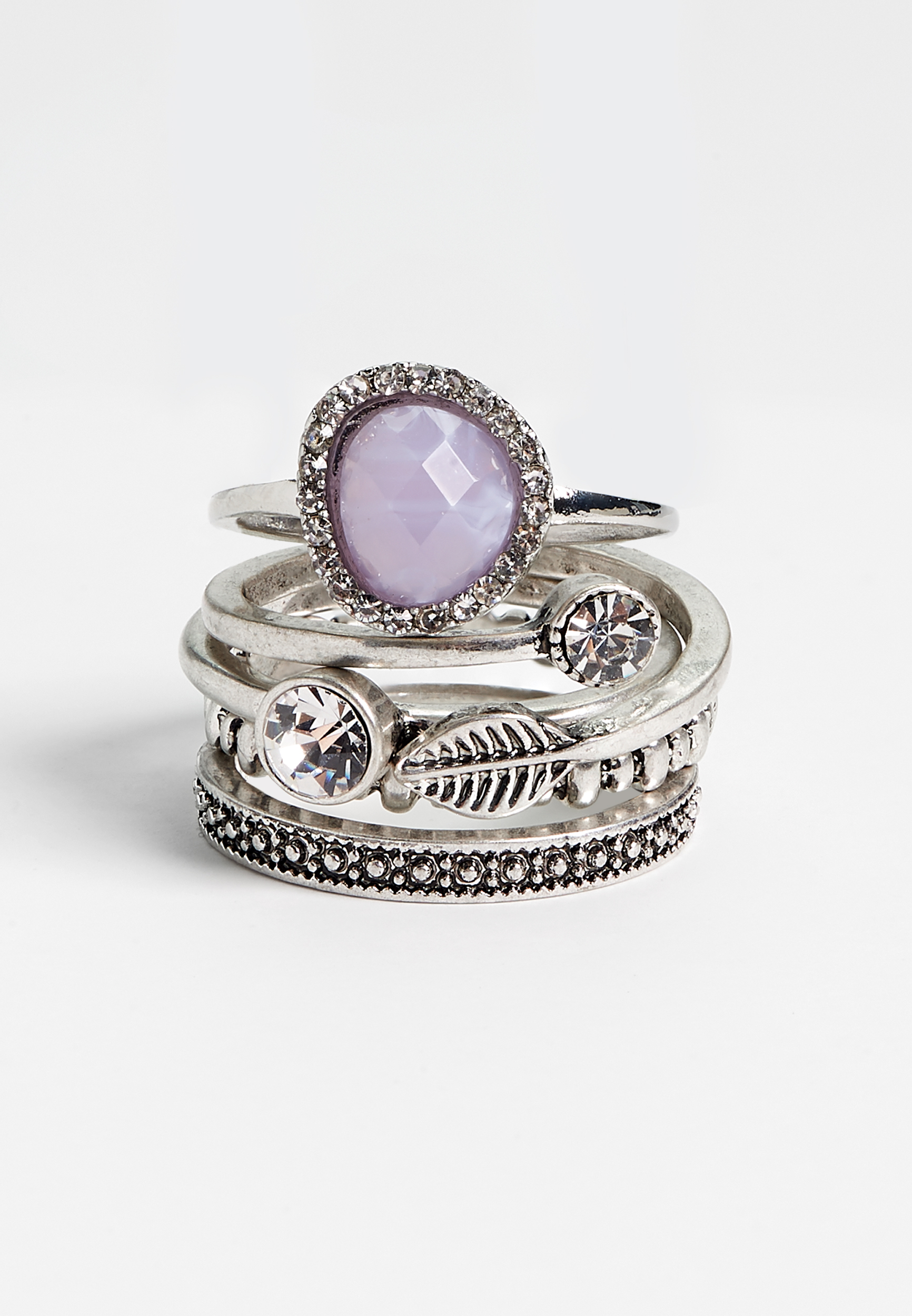 five piece purple stone ring set | maurices