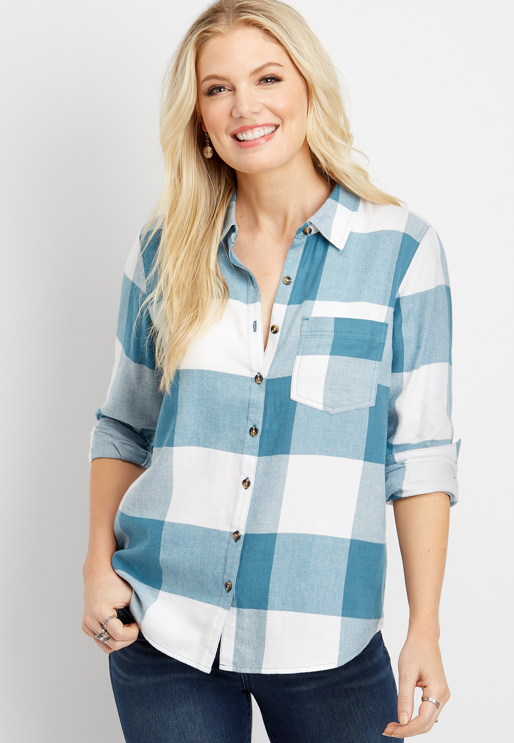 Buffalo Plaid Flannel Button Down Shirt Maurices