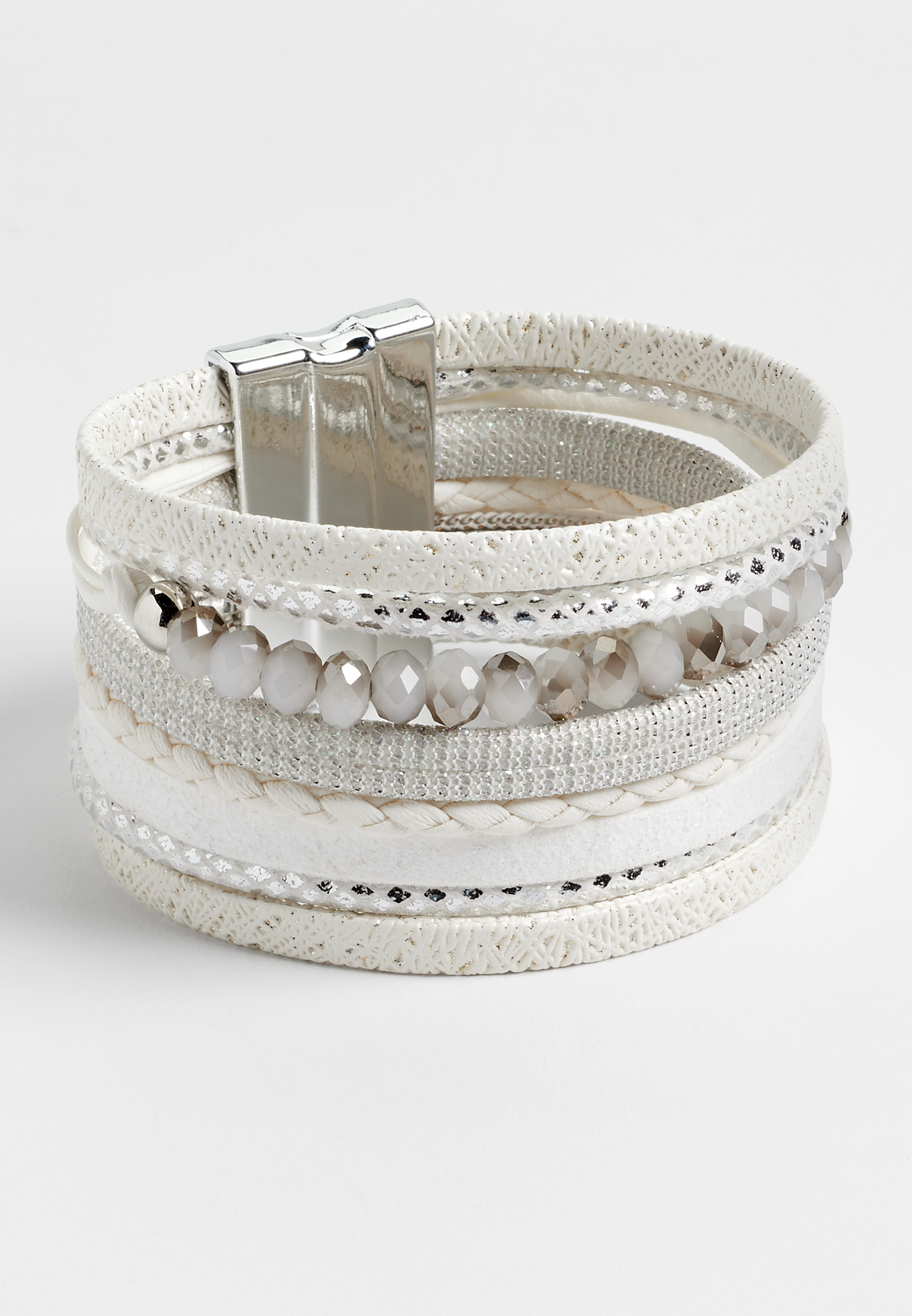White Multi Row Magnetic Bracelet Maurices