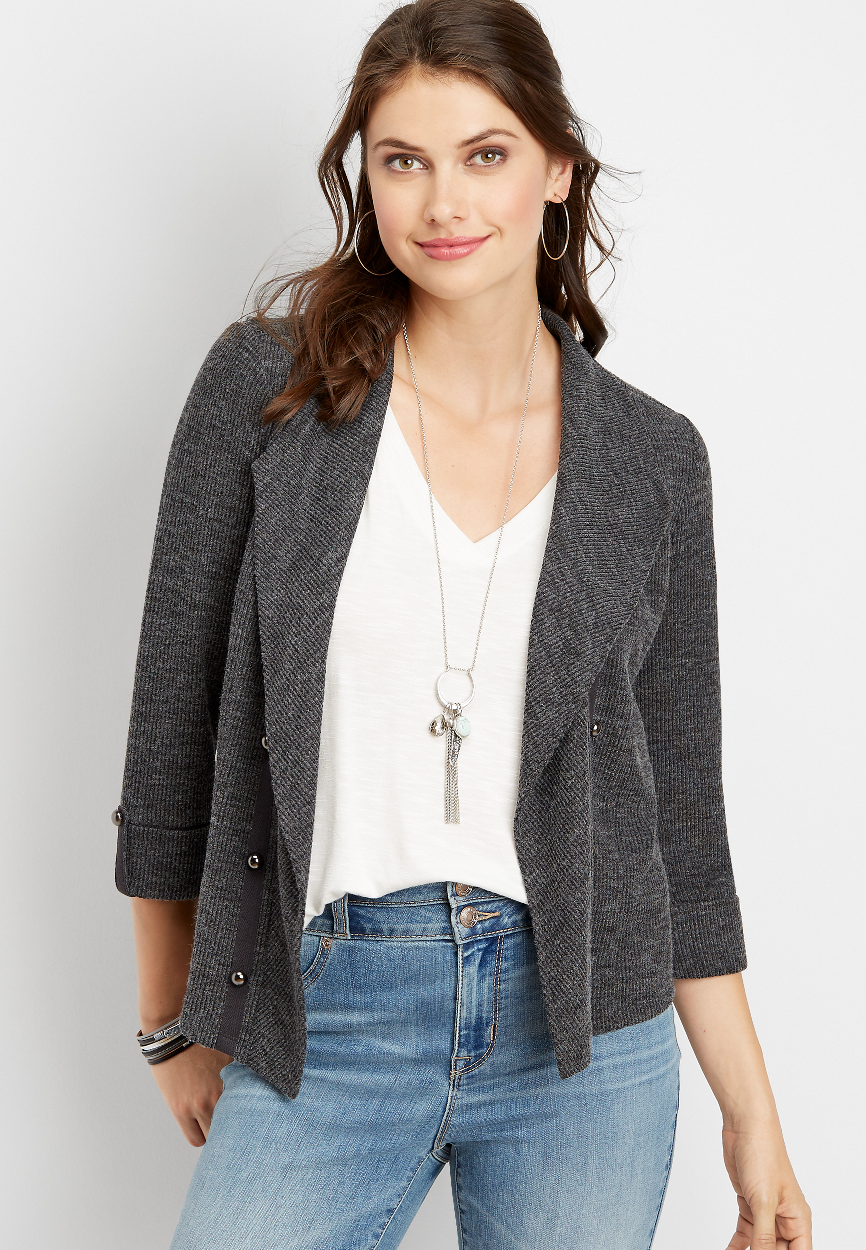 solid cascade front military cardigan | maurices