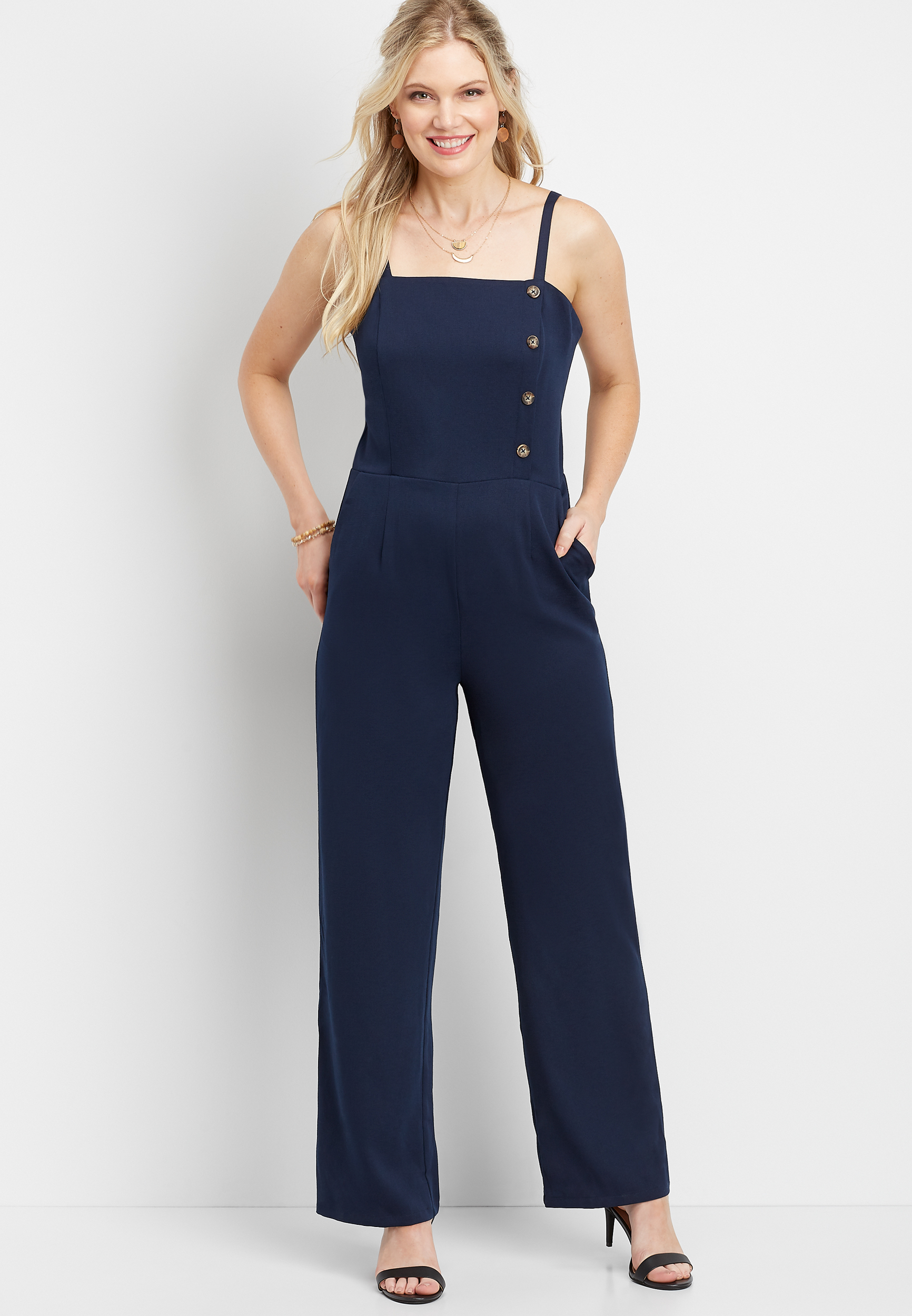 solid button down jumpsuit | maurices