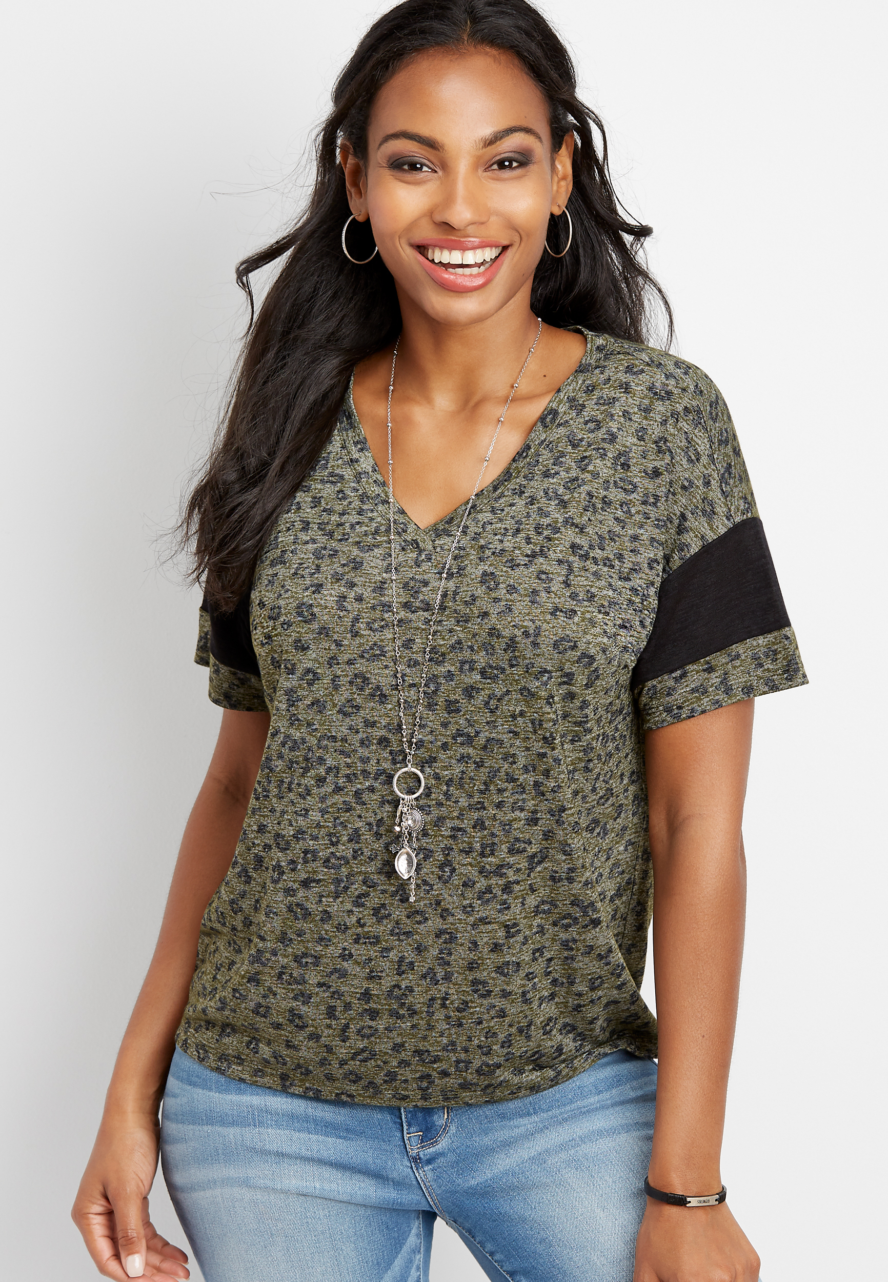 24/7 animal print cropped baseball tee | maurices